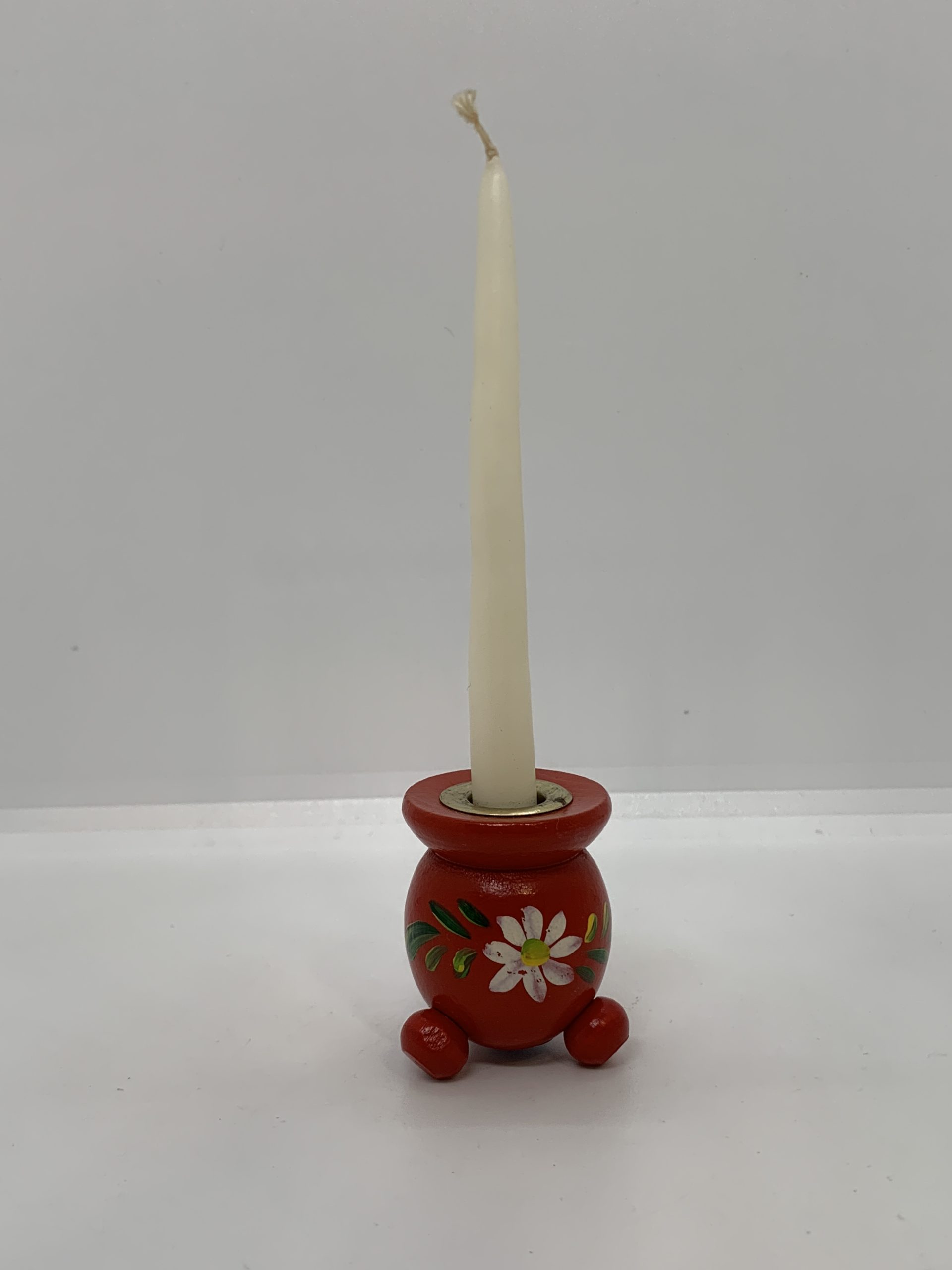 Swedish Wooden Mini Taper Candle Holder and Mini Taper Candle - Vintage ...