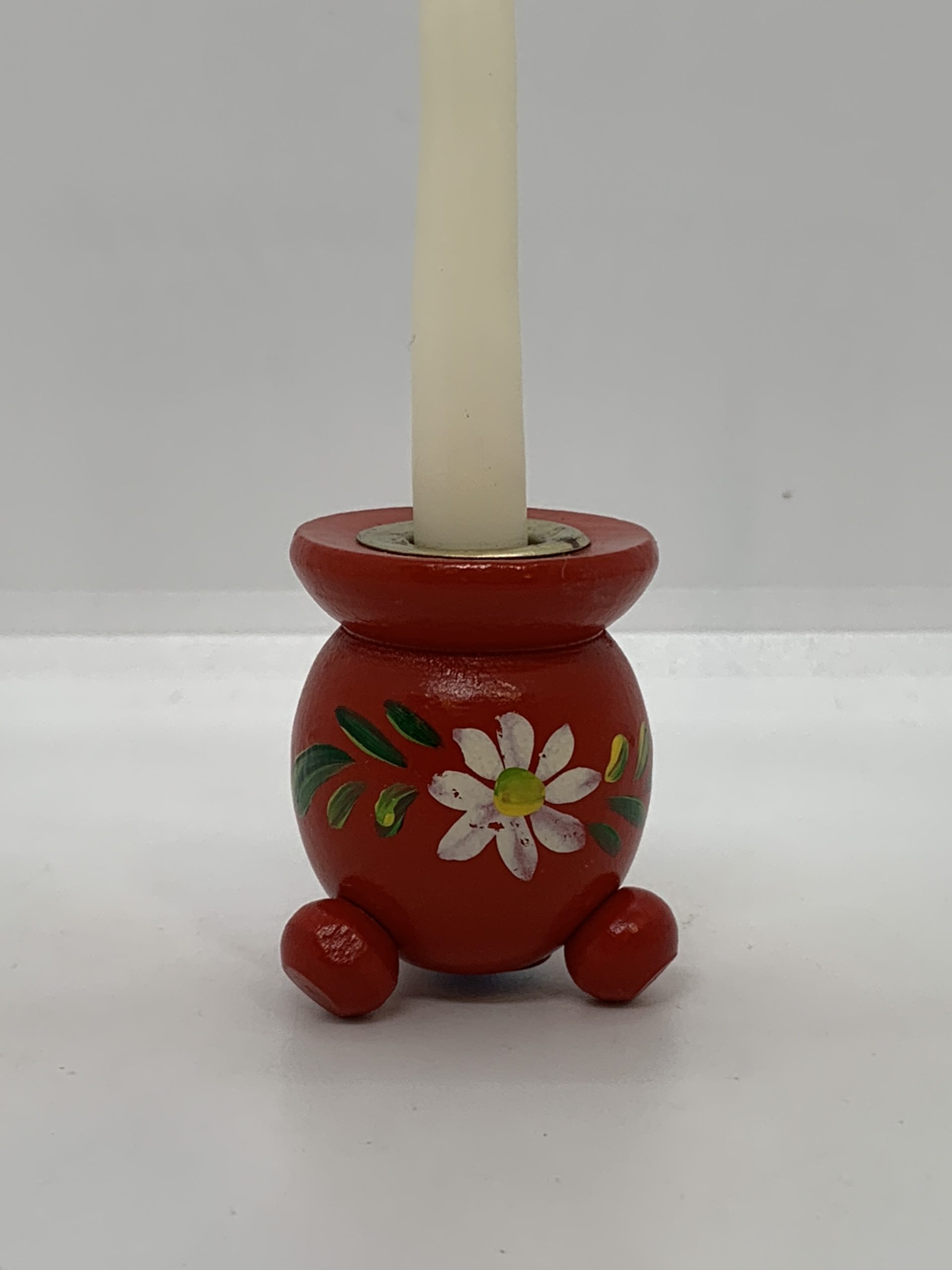 Swedish Wooden Mini Taper Candle Holder and Mini Taper Candle - Vintage ...