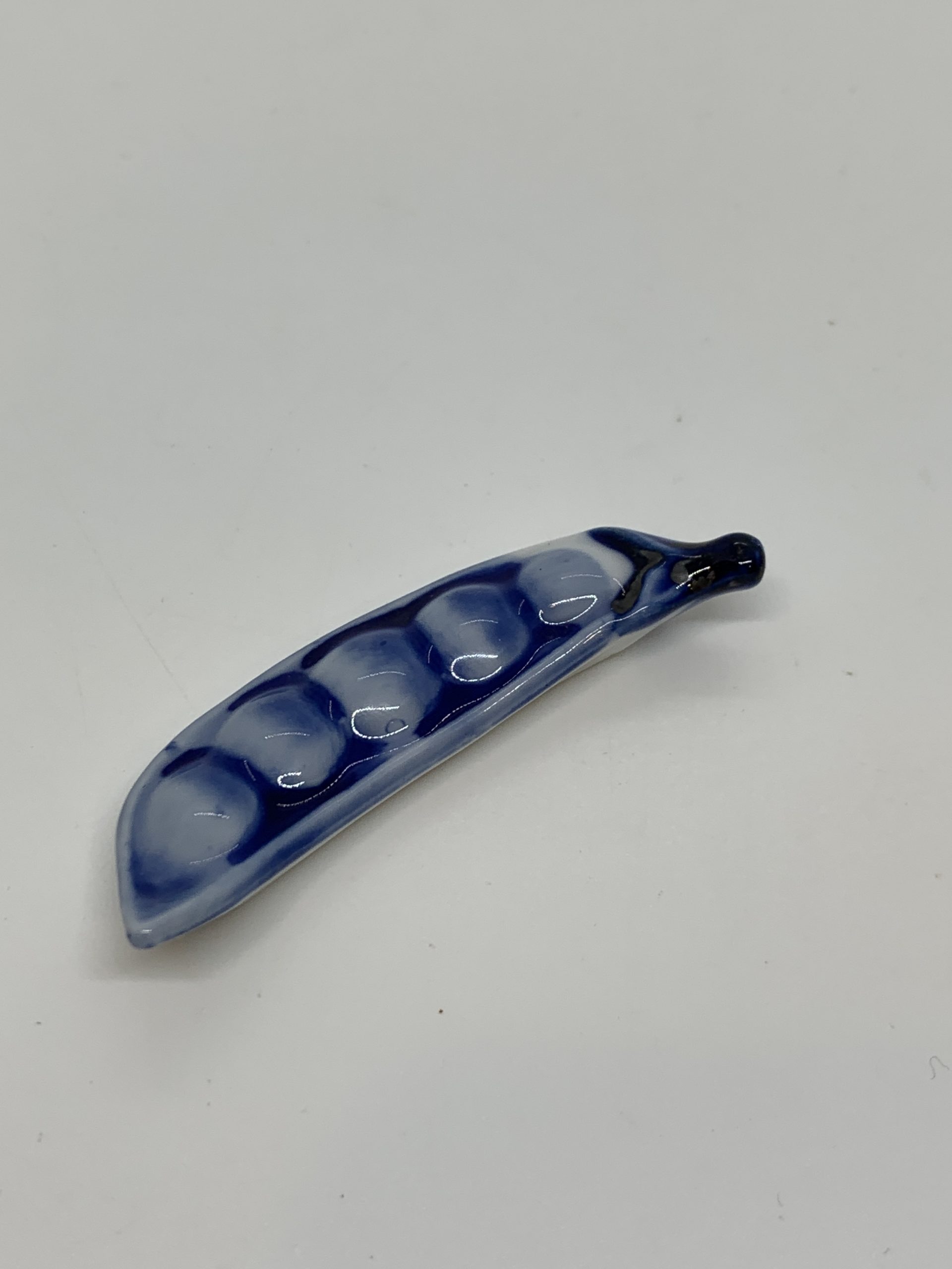Blue and White Pea Pod Chopstick Rest stickered Made in Japan - Vintage ...
