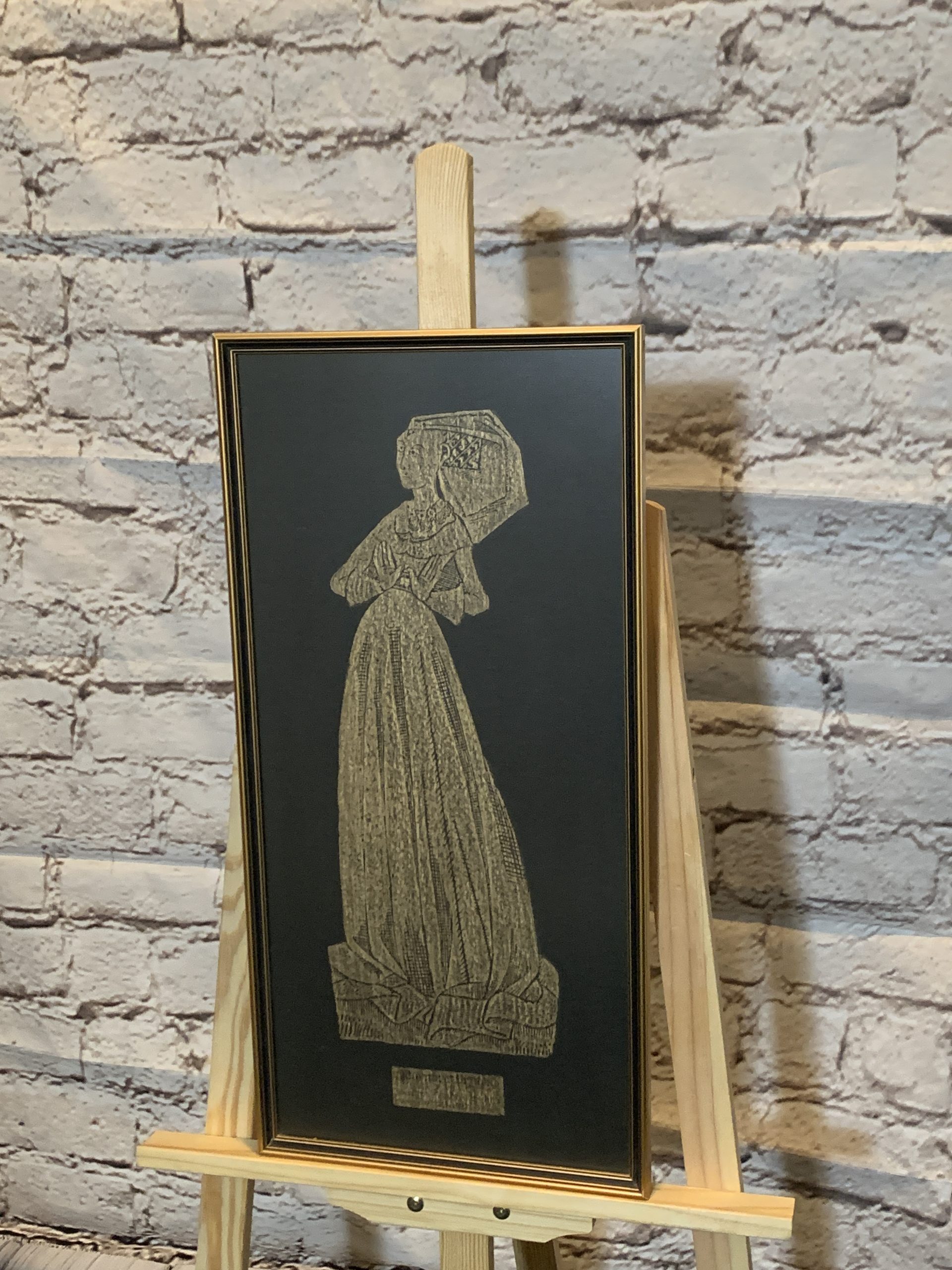 Brass Rubbing of Lady Margaret Bernard Peyton 57x28cm - Vintage Keepsakes