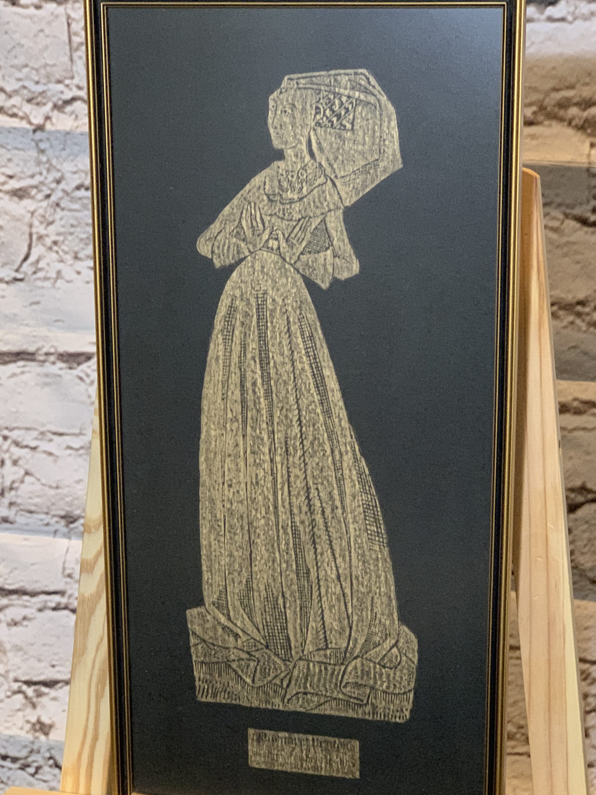 Brass Rubbing of Lady Margaret Bernard Peyton 57x28cm - Vintage Keepsakes