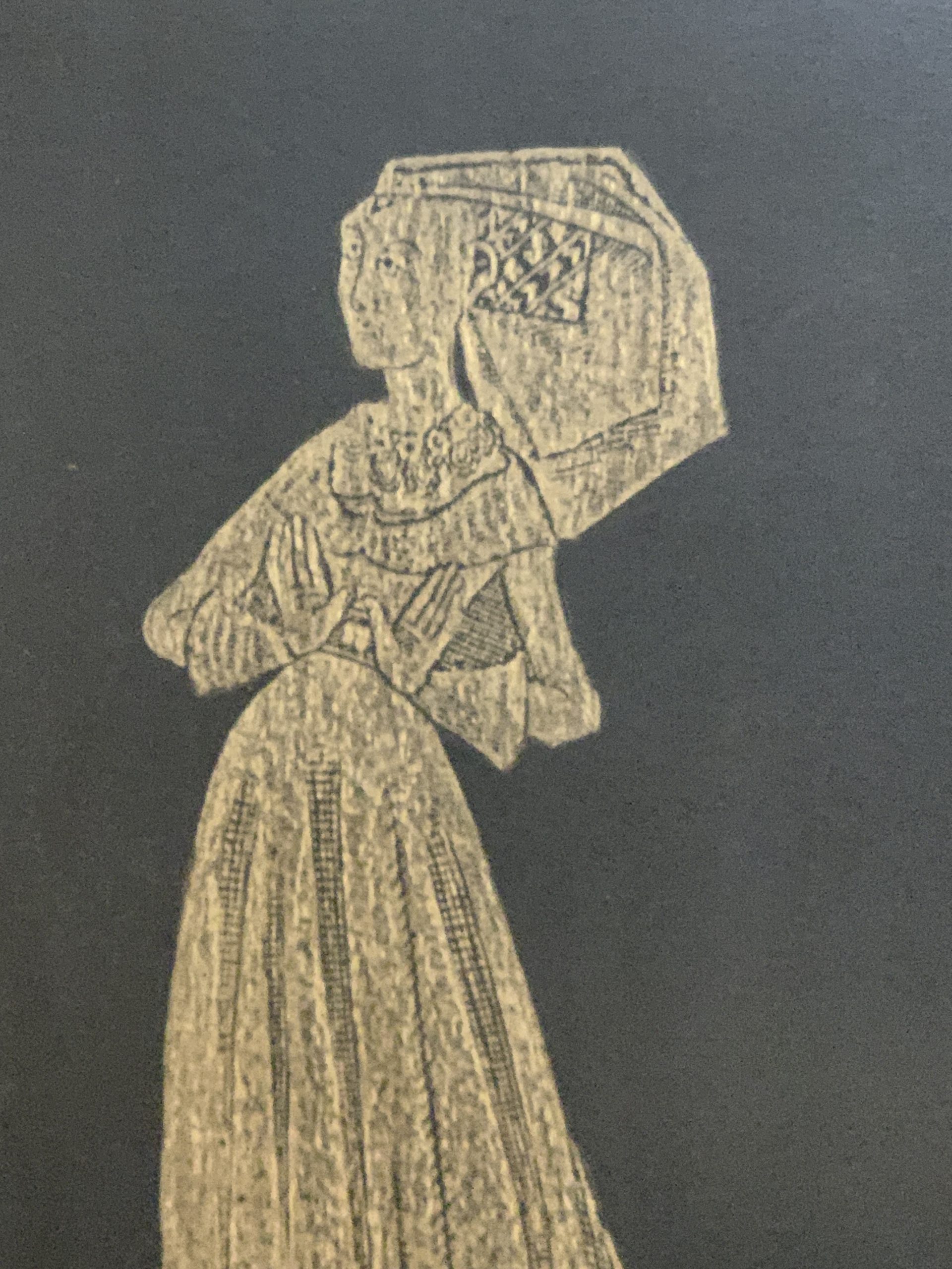 Brass Rubbing of Lady Margaret Bernard Peyton 57x28cm - Vintage Keepsakes