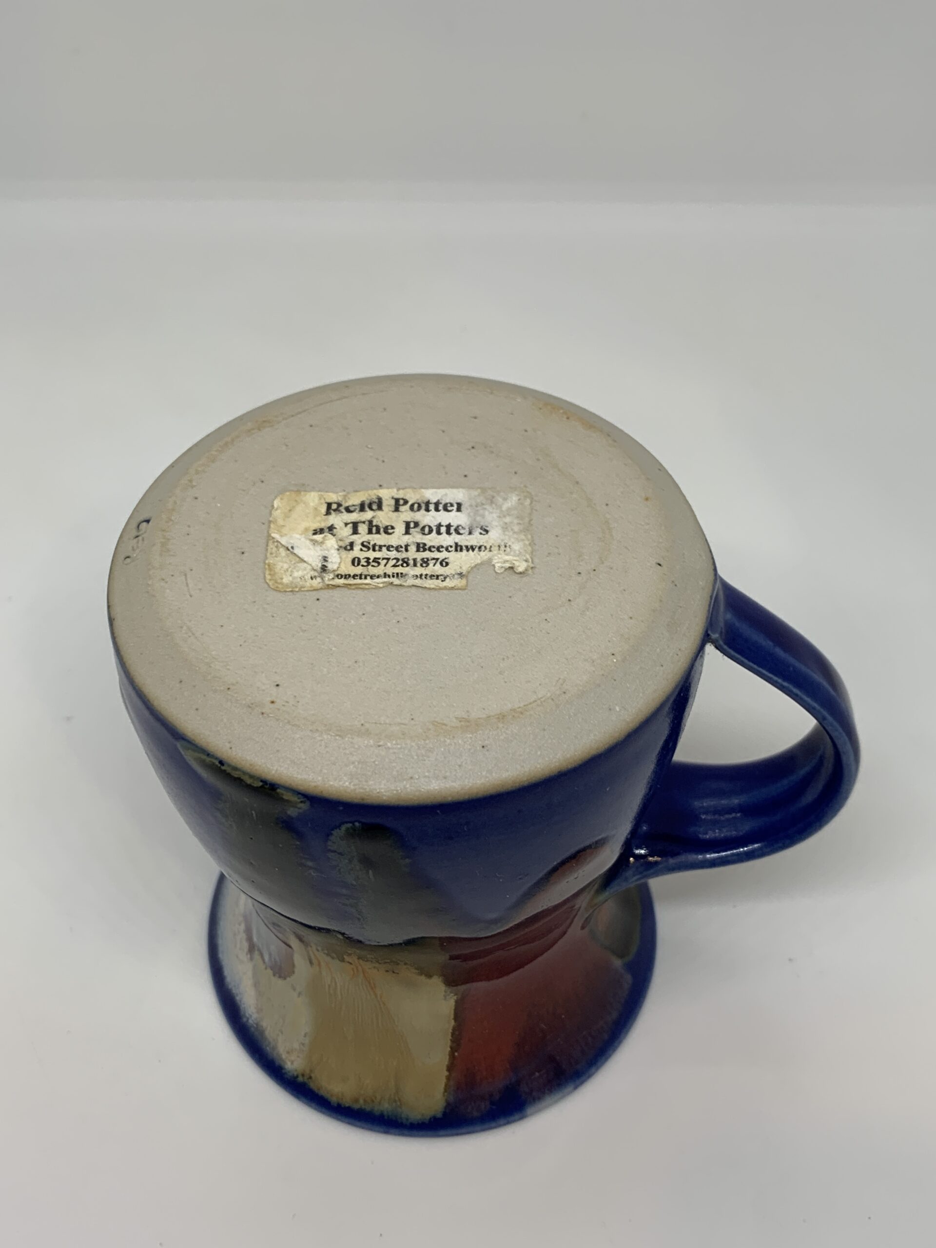 Reid Pottery Blue Drip Glaze Mug 10cm - Vintage Keepsakes