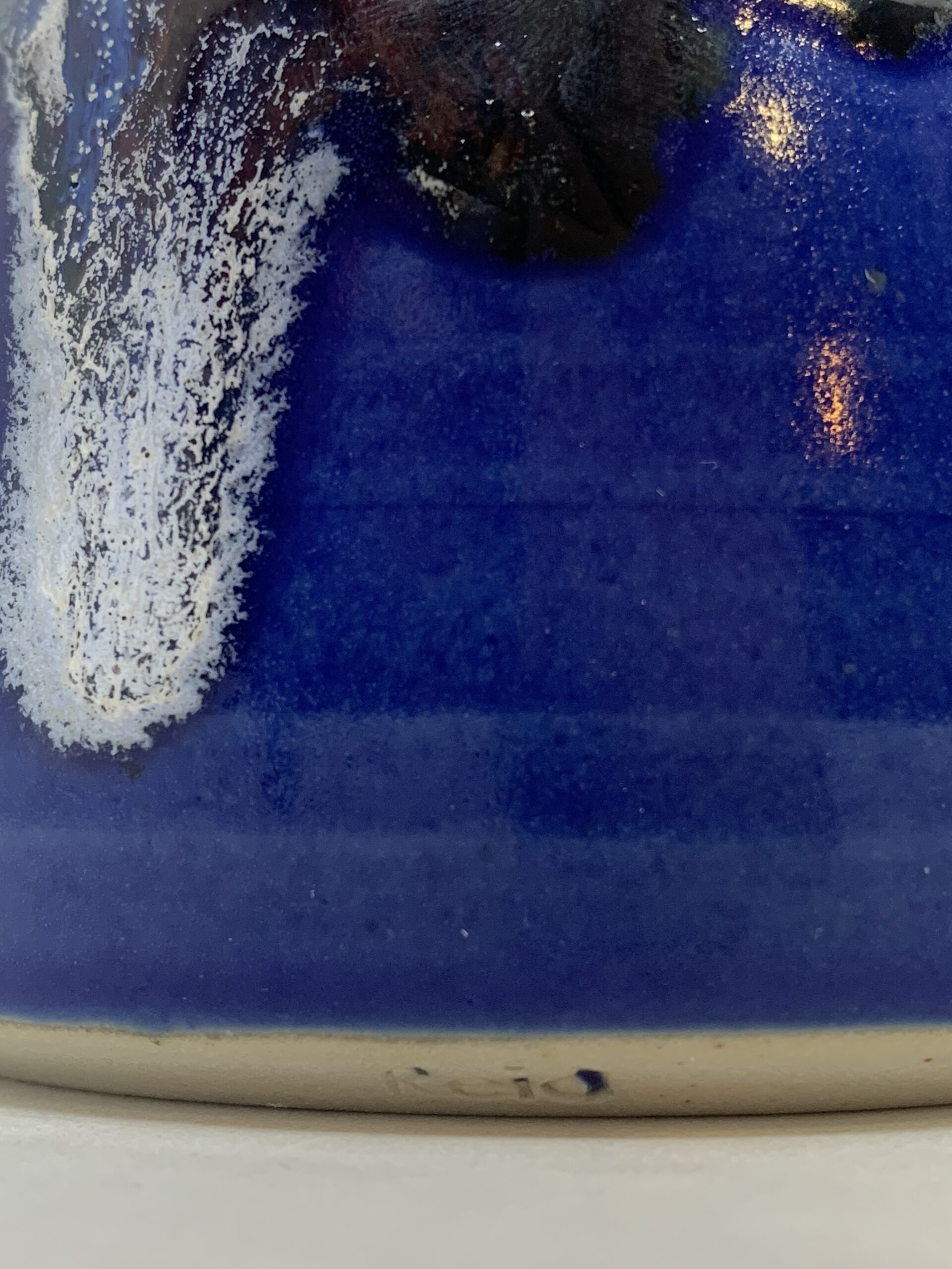 Reid Pottery Blue Drip Glaze Mug 10cm - Vintage Keepsakes