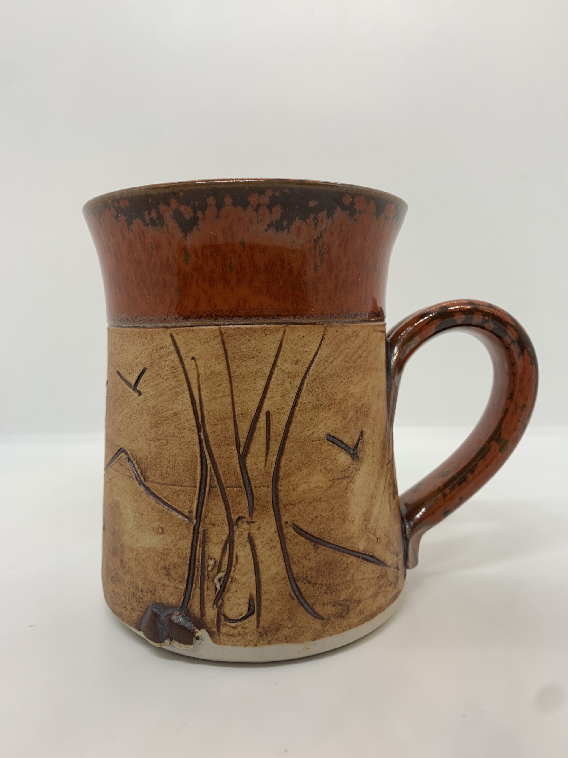 Barina Pottery Earthy Coloured Bush Scene Mug 11cm - Vintage Keepsakes