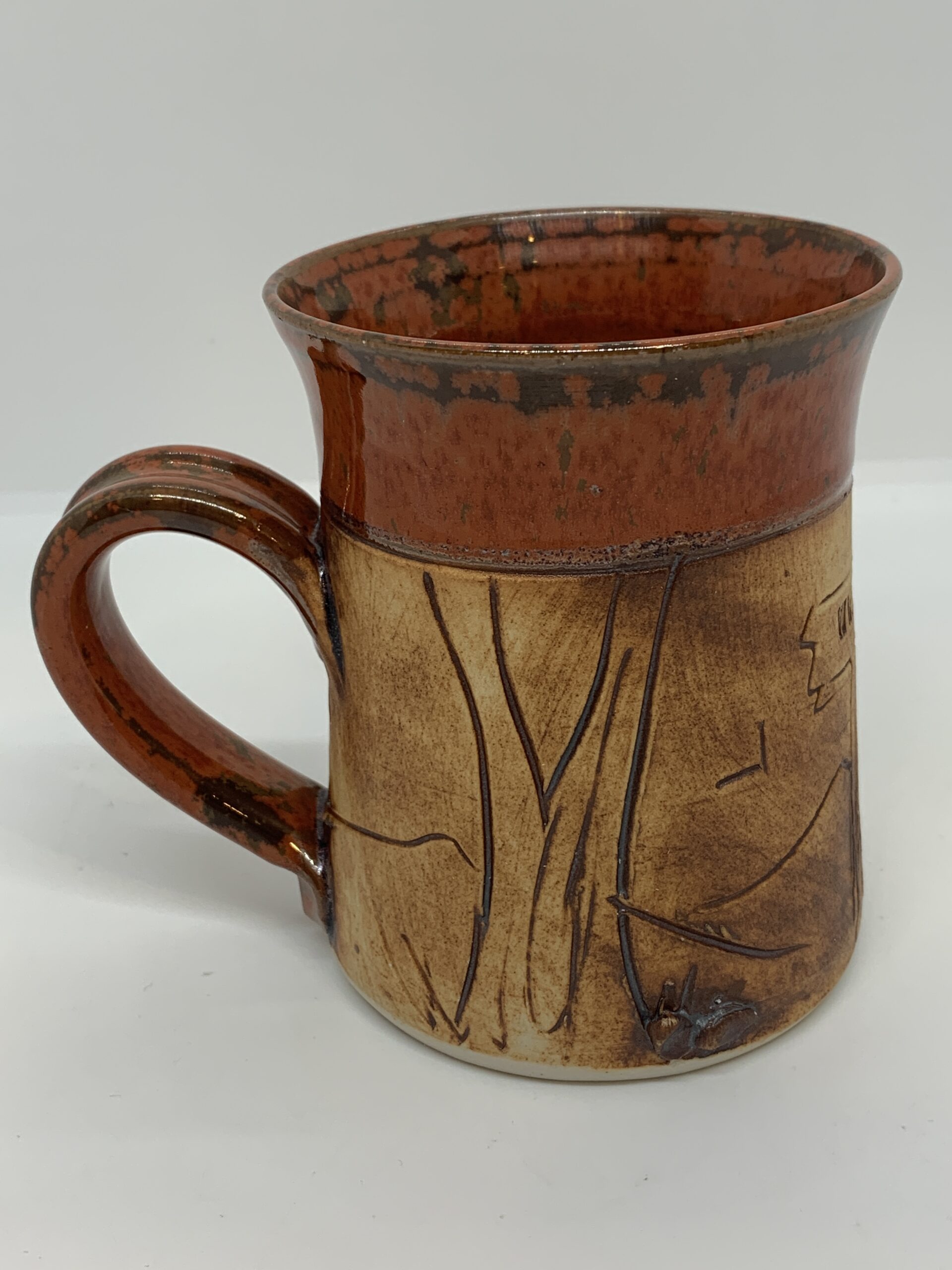 Barina Pottery Earthy Coloured Bush Scene Mug 11cm - Vintage Keepsakes