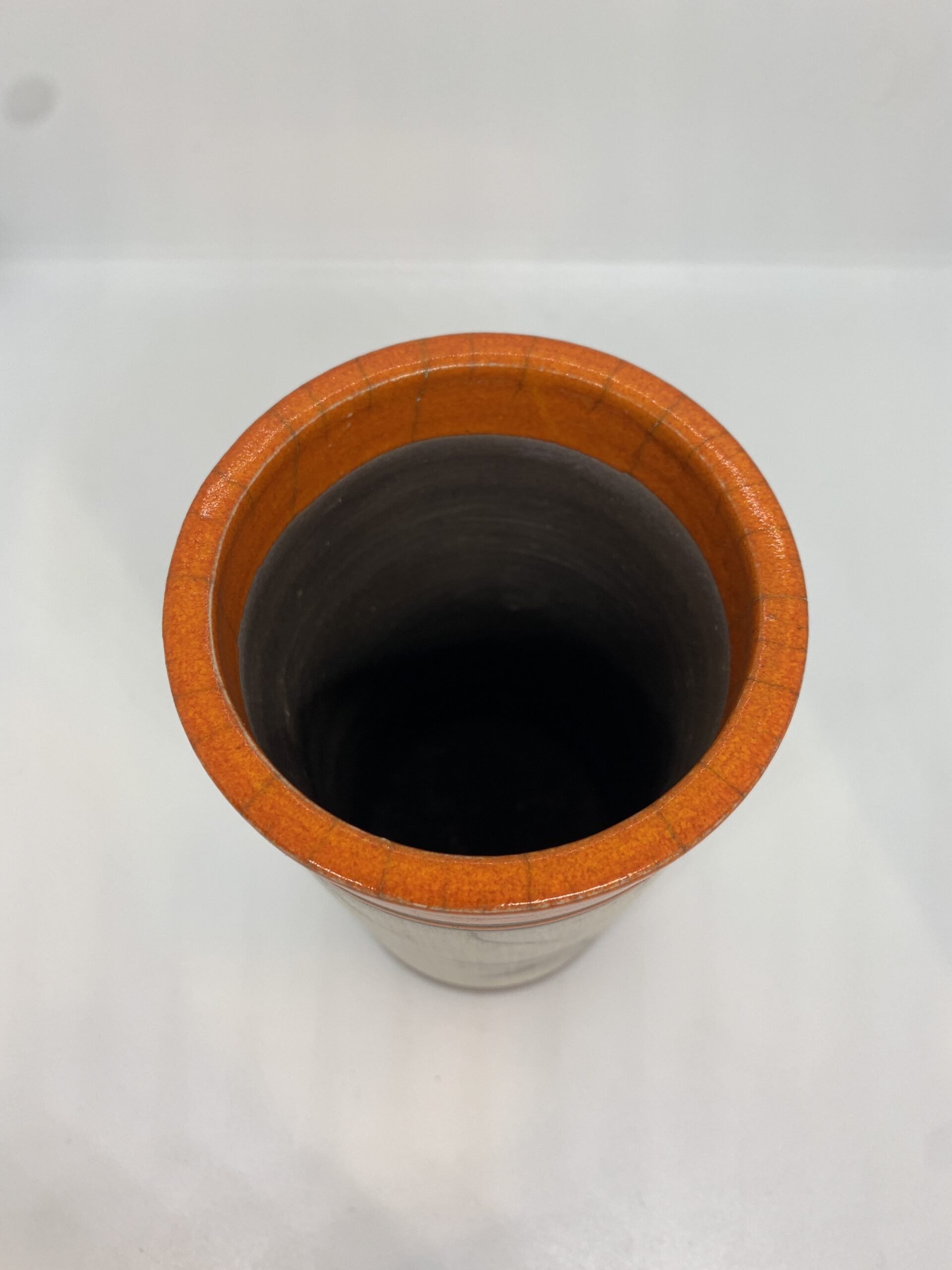 Ken Ison Raku Pottery Vase with Orange Highlights 17cm high - Vintage ...