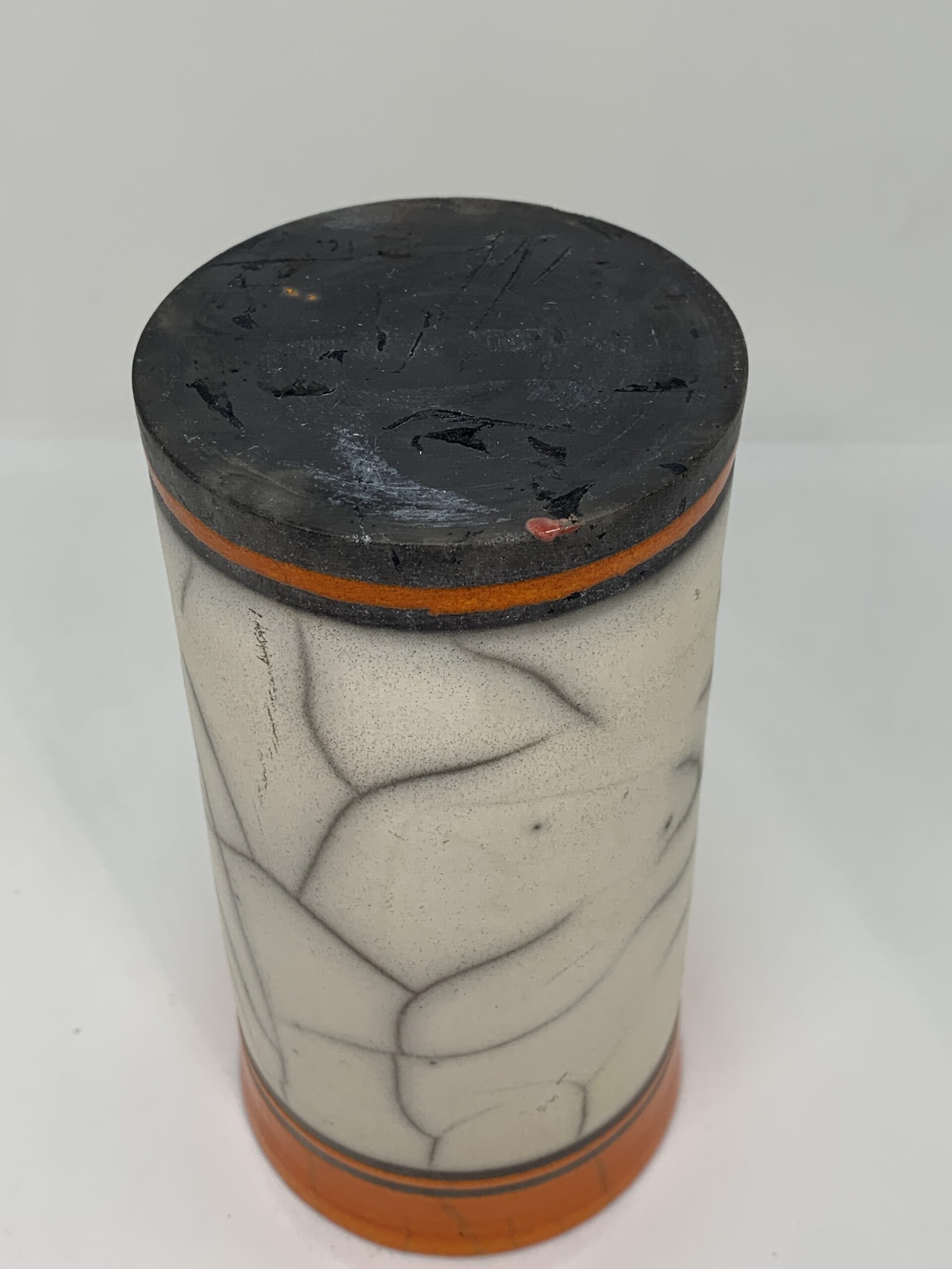 Ken Ison Raku Pottery Vase with Orange Highlights 17cm high - Vintage ...