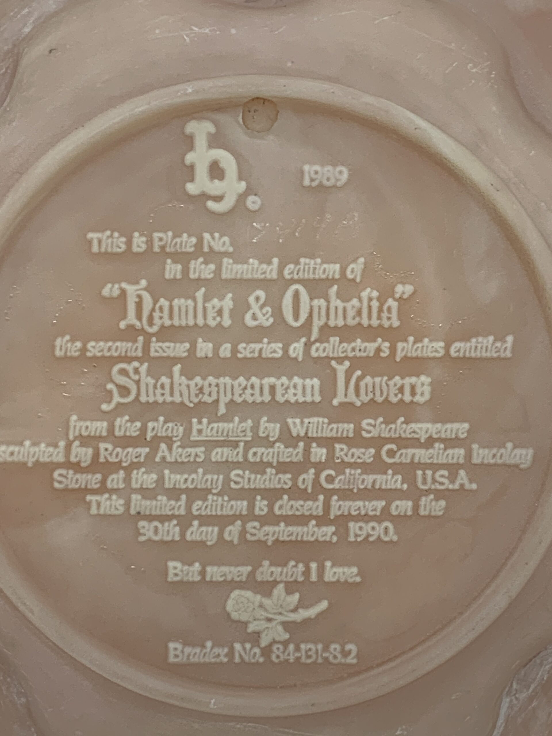 Bradford Exchange Shakespearean Lovers Hamlet and Ophelia Cameoware ...