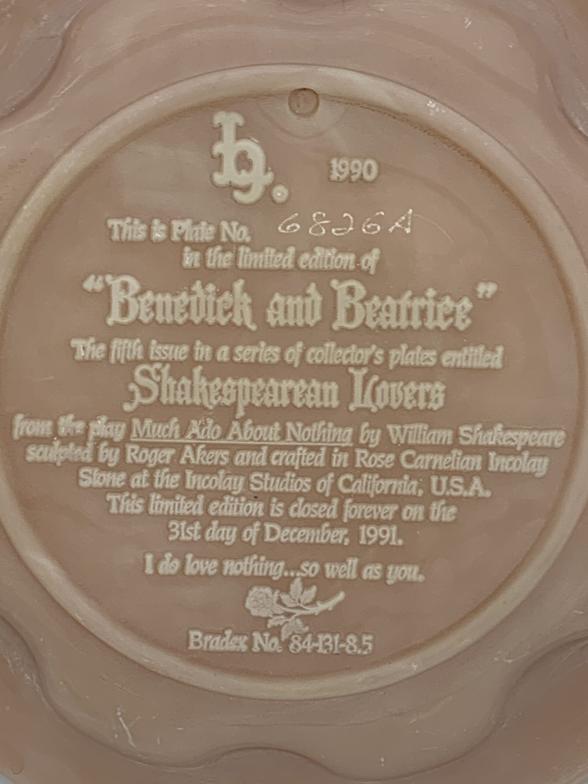 Bradford Exchange Shakespearean Lovers Benedick and Beatrice Cameoware ...