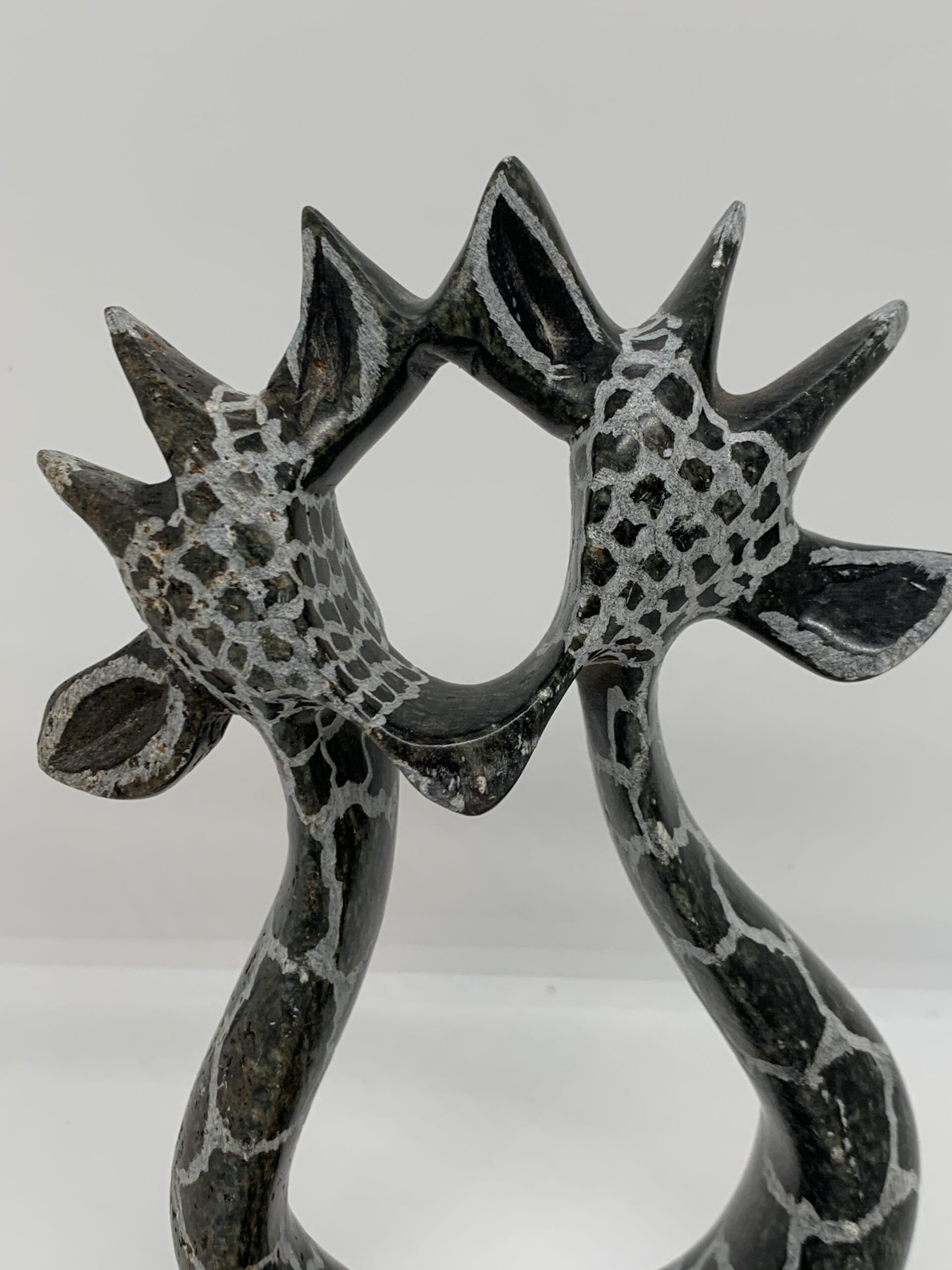 Entwined Giraffe Kissing Stone Statue - Vintage Keepsakes