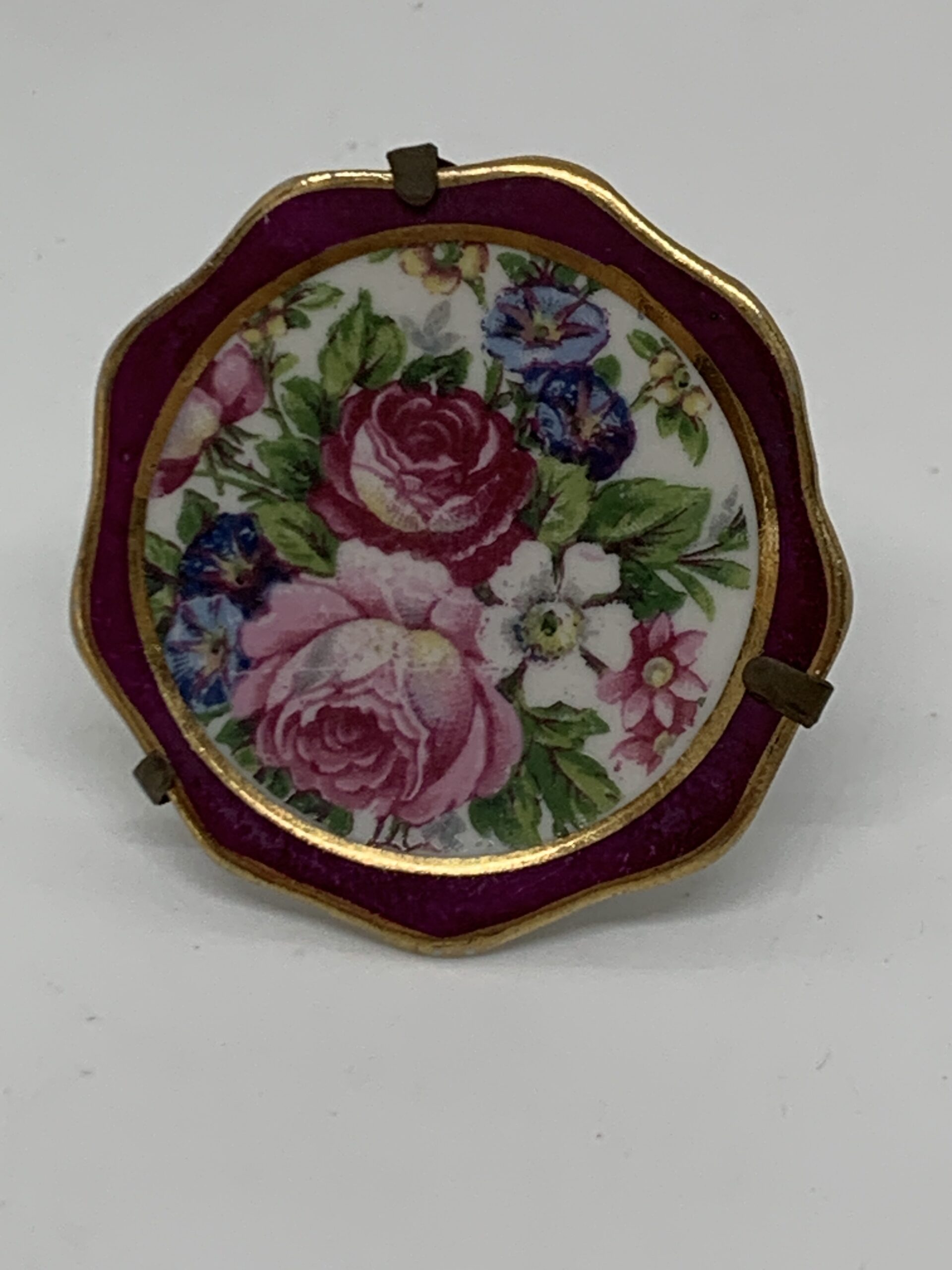 Limoges Burgundy Miniature Display Plate with Stand 4.5cm - Vintage ...