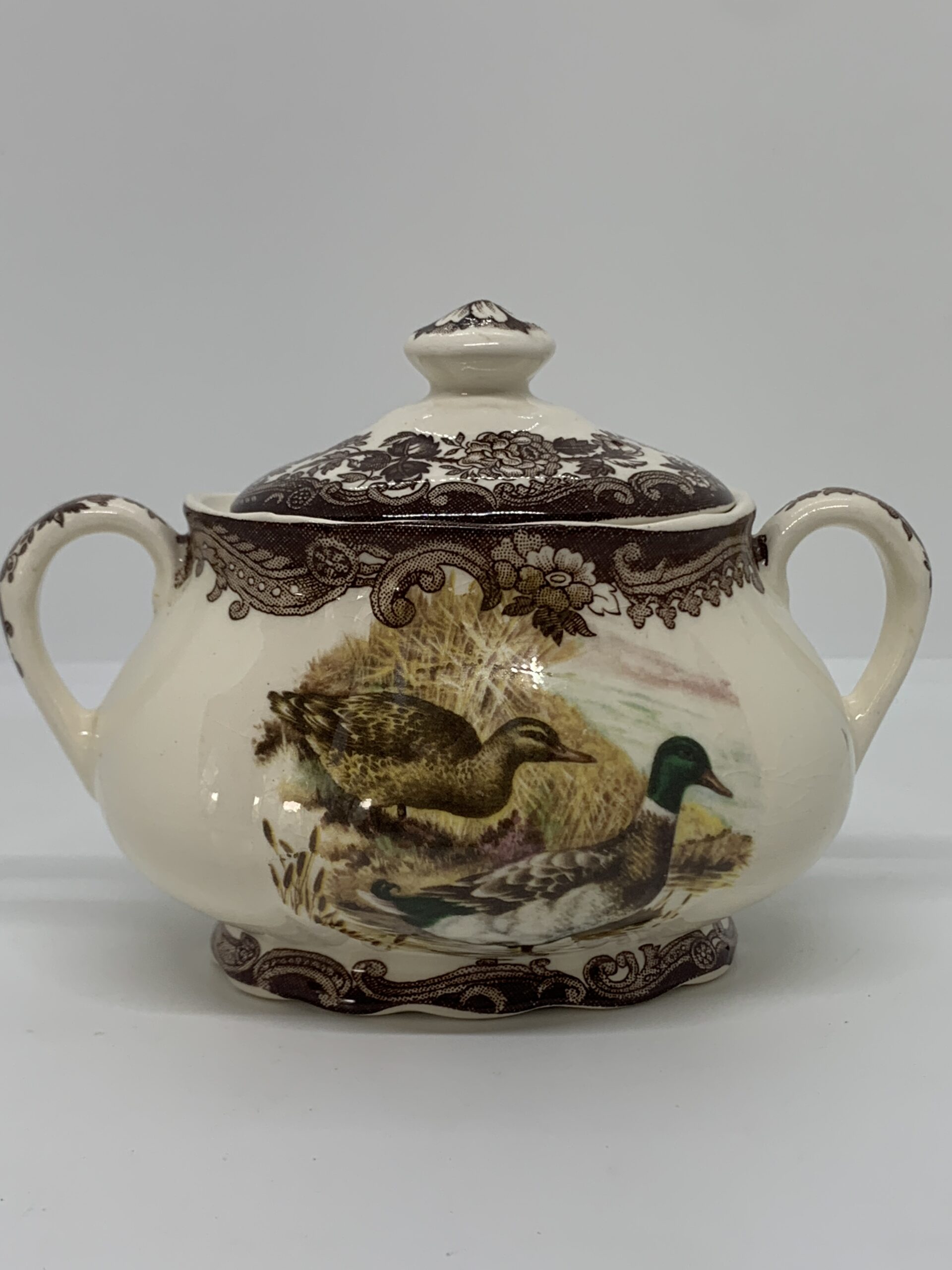 Royal Worcester Palissy Game Pattern China Covered Sugar with Two ...