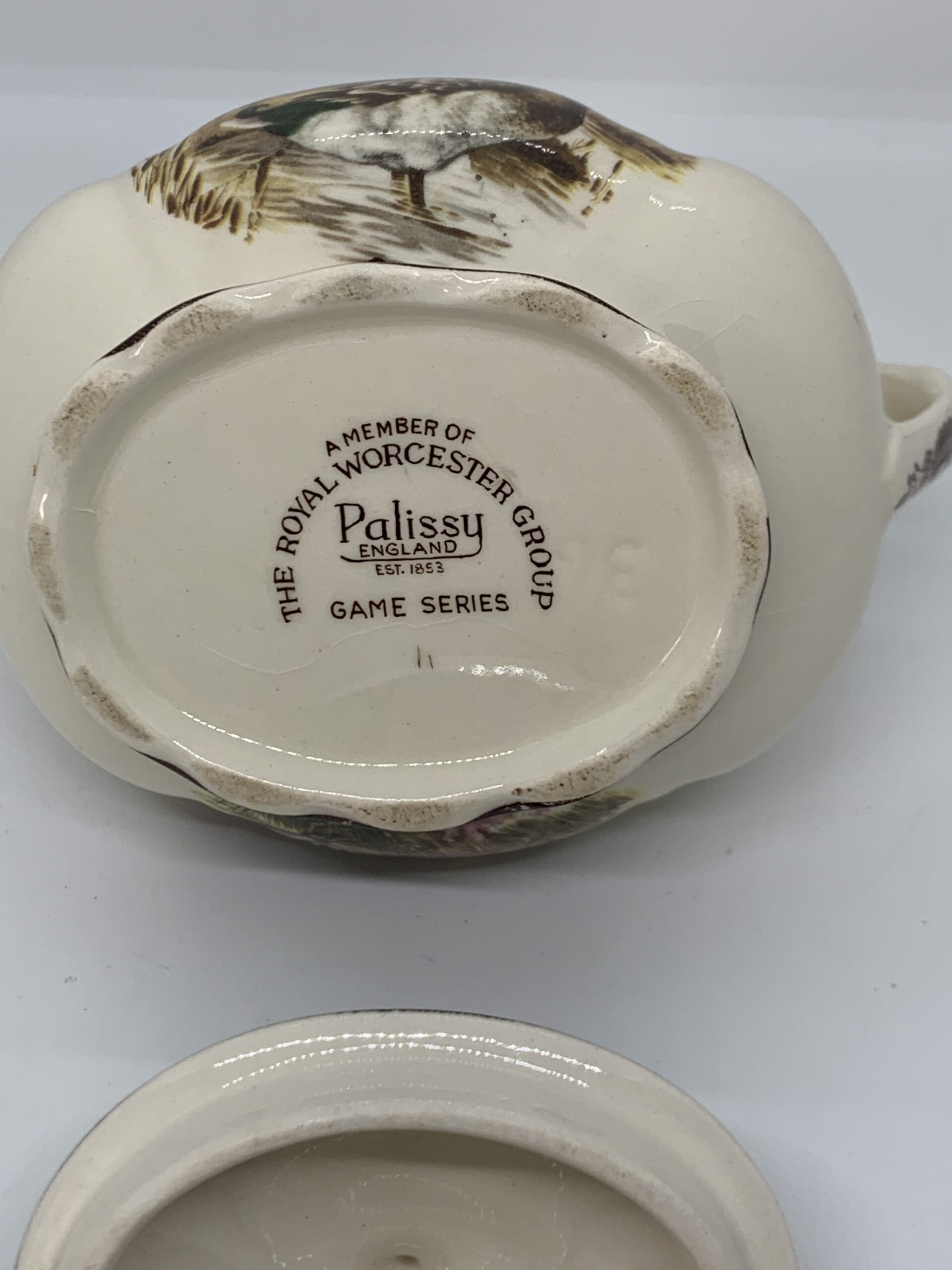 Royal Worcester Palissy Game Pattern China Covered Sugar with Two ...