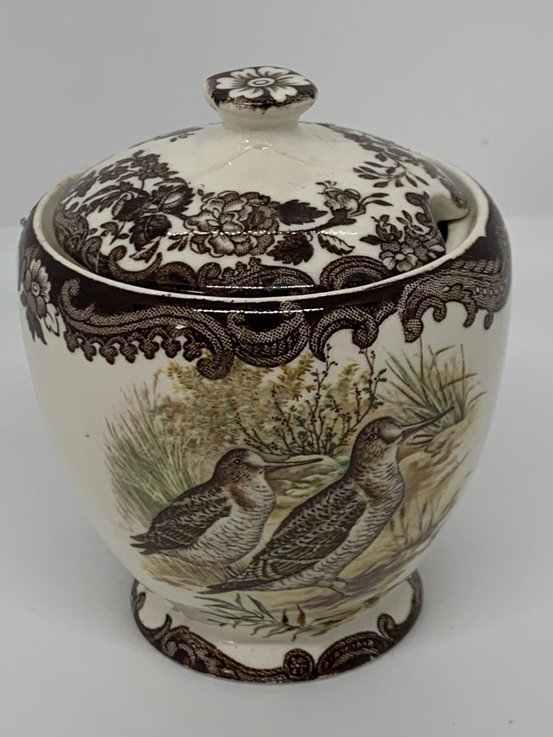 Royal Worcester Palissy Game Pattern China Preserve Pot (AF Repaired ...
