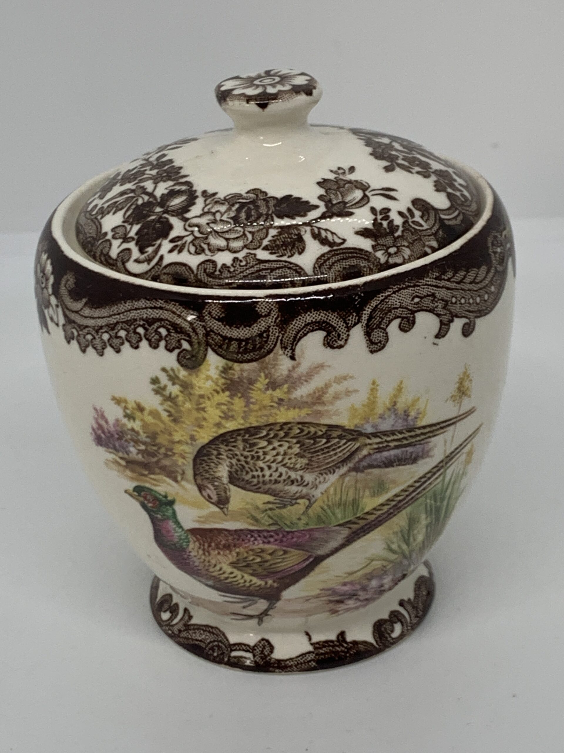 Royal Worcester Palissy Game Pattern China Preserve Pot (AF Repaired ...