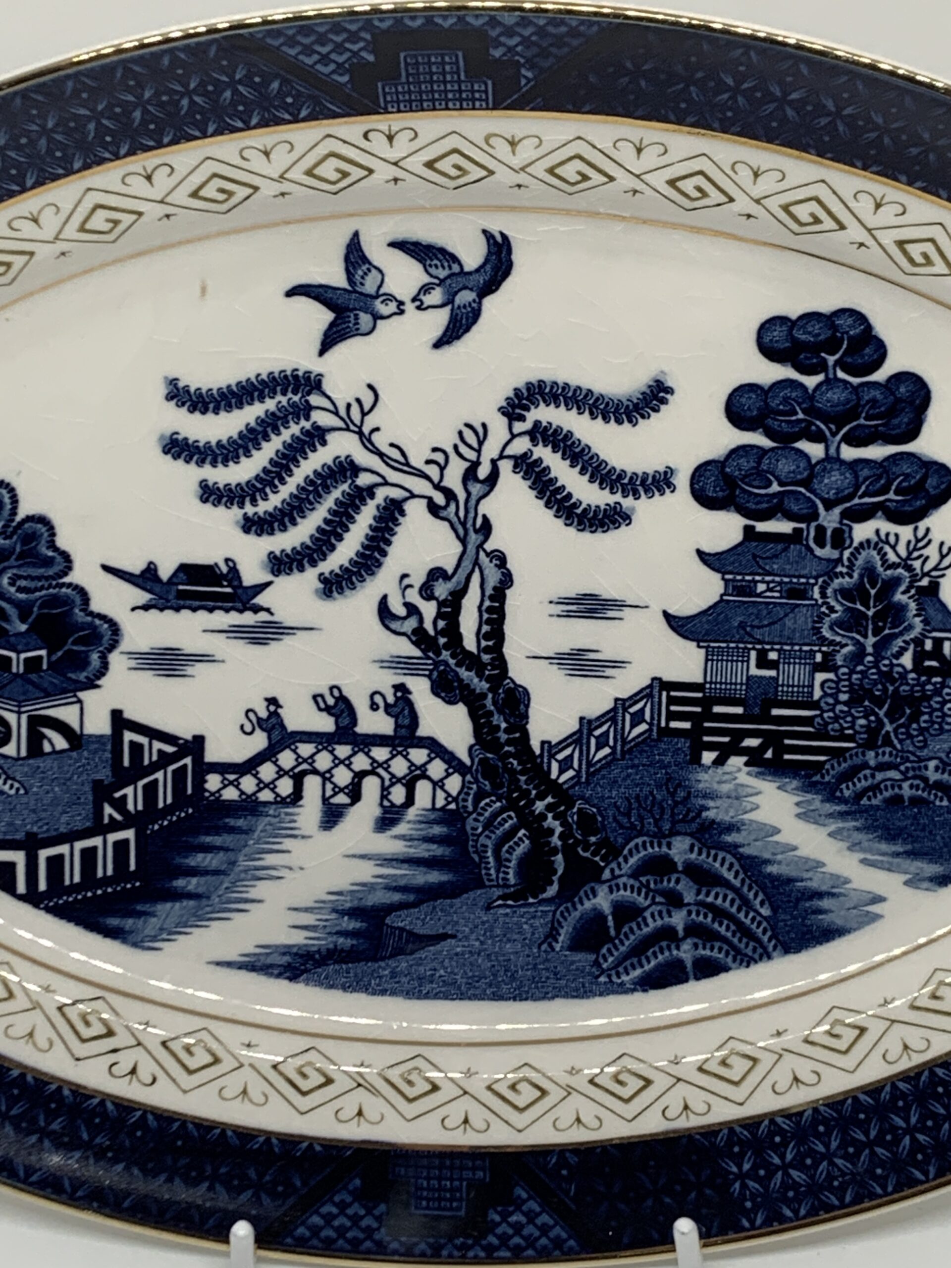 Double Pheonix Nikko Japan Oval Plate Old Willow 32cm (crazed ...