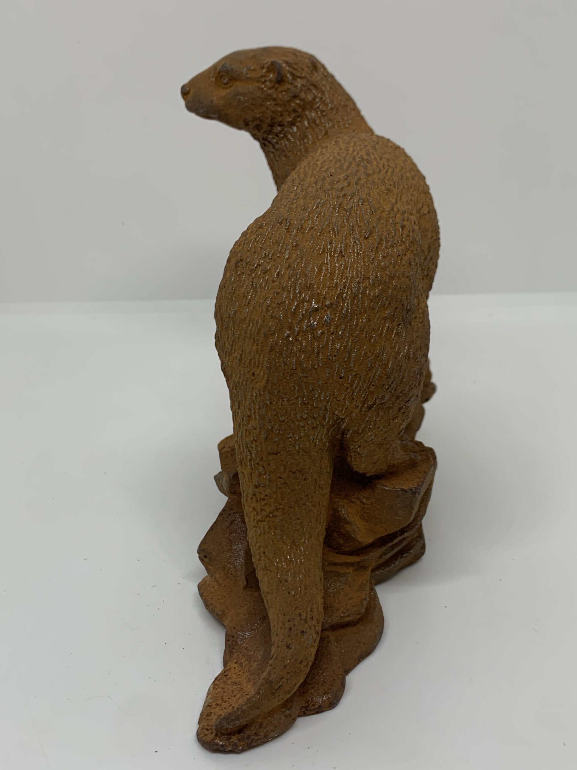 Rusty Cast Iron Otter on Rock 16cm high - Vintage Keepsakes