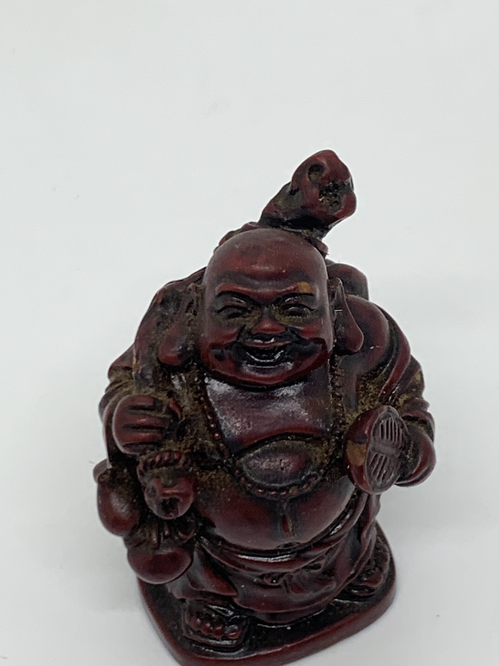 Small Laughing Prosperity Red Buddha (approx 6cm) - Vintage Keepsakes
