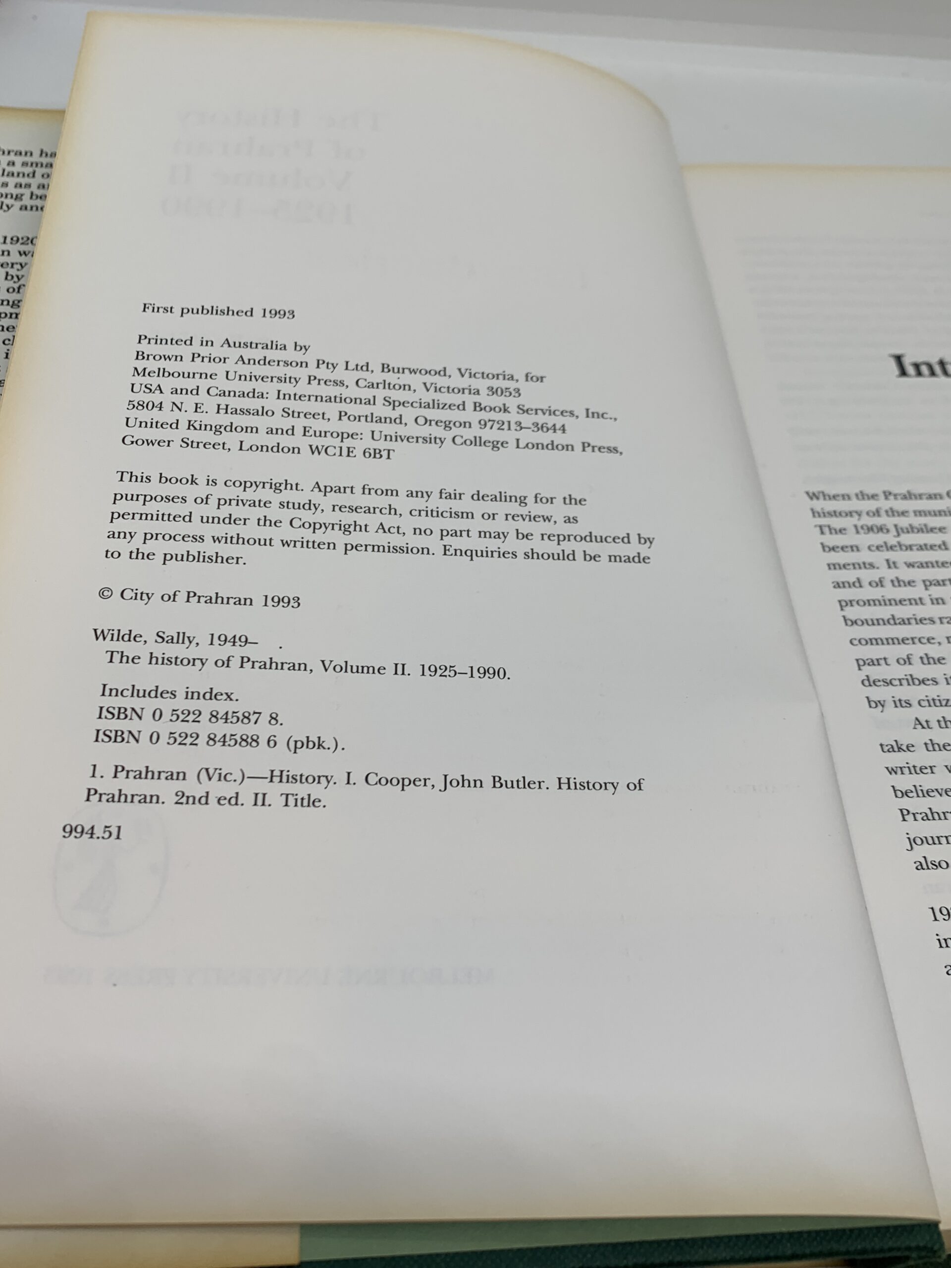 The History of Prahran 1925-1990 by Sally Wilde - Vintage Keepsakes