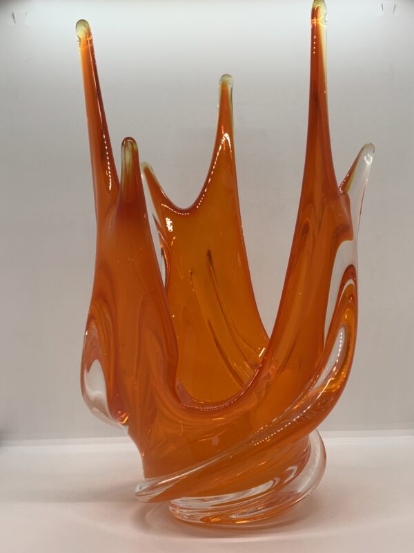 Spectacular Chalet Glass Orange Splash Vase 34cm - etch mark to base ...