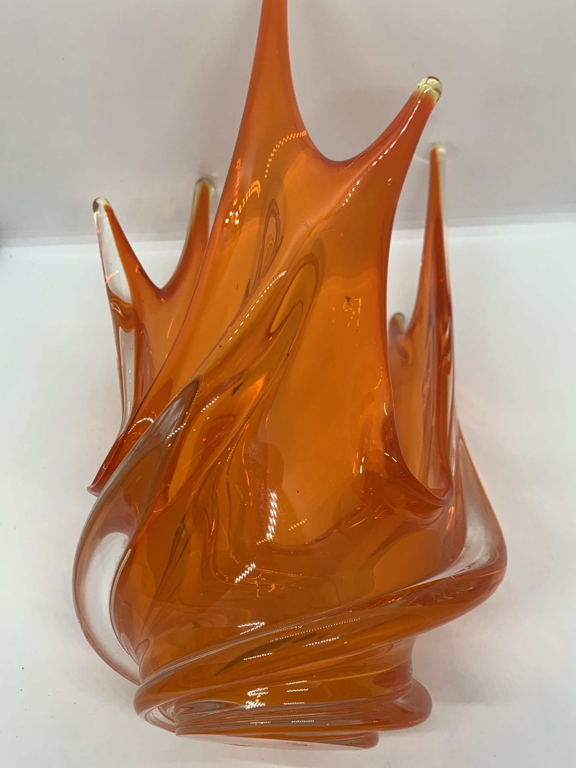 Spectacular Chalet Glass Orange Splash Vase 34cm - etch mark to base ...