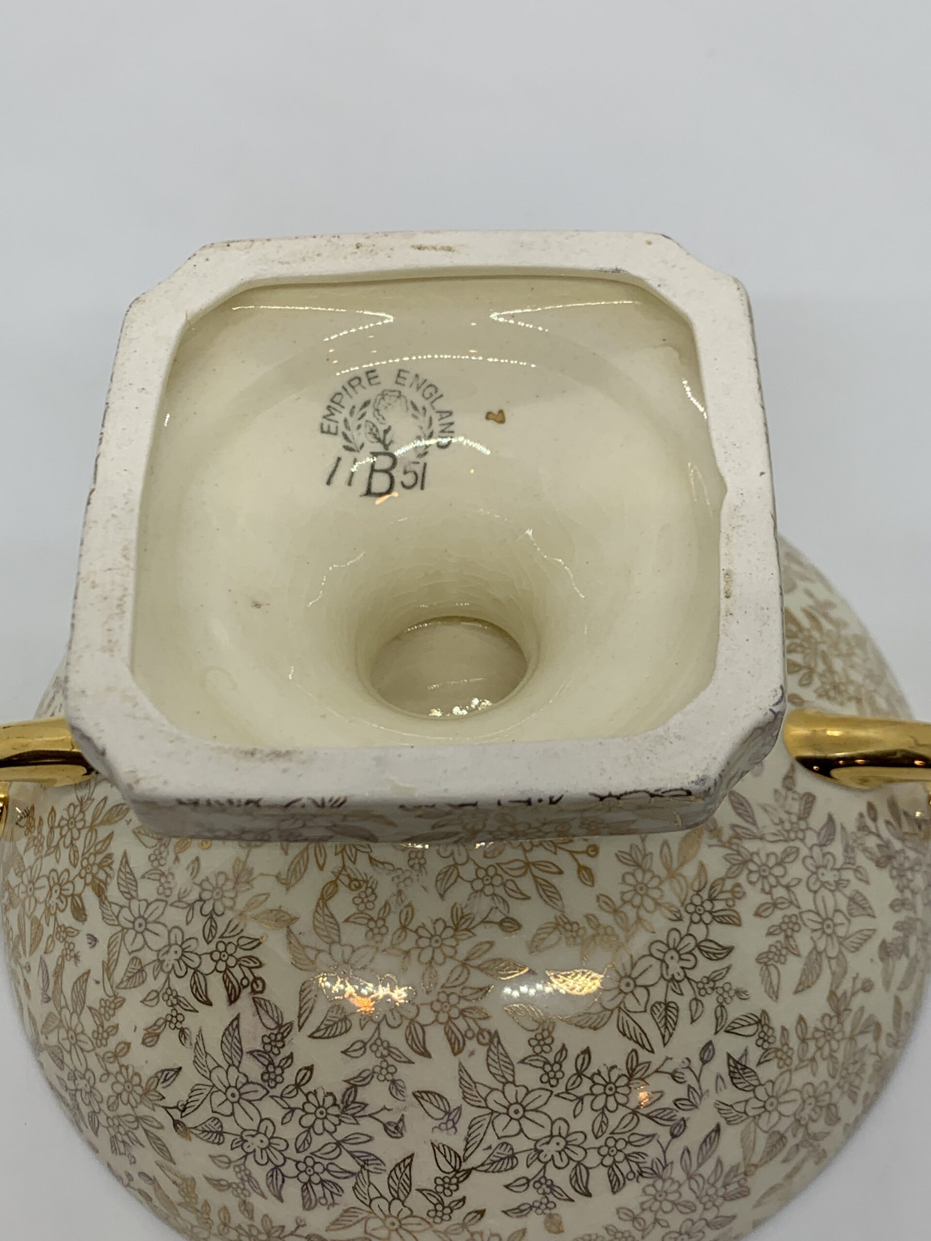 Vintage Empire Ware England Gold Chintz Comport Pedestal Bowl with ...