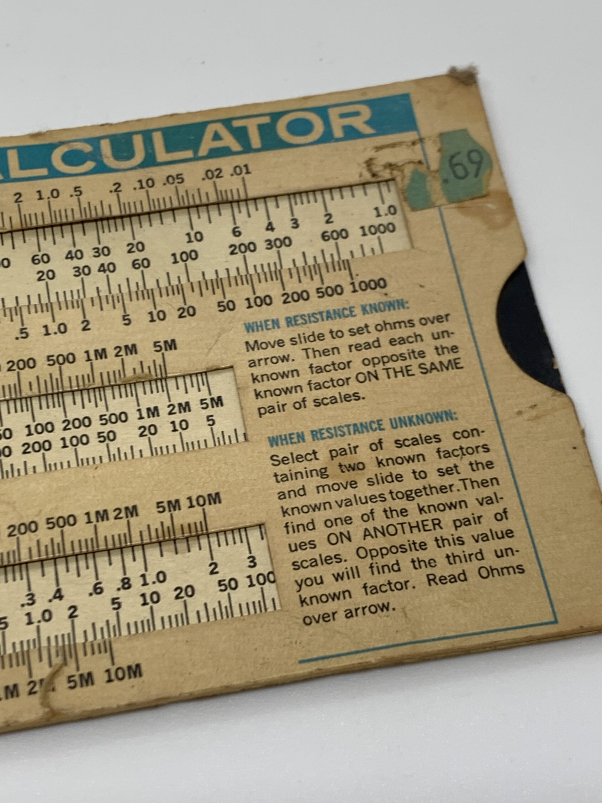 1980s Radio Shack Ohms Law Slide Rule Calculator - Vintage Keepsakes