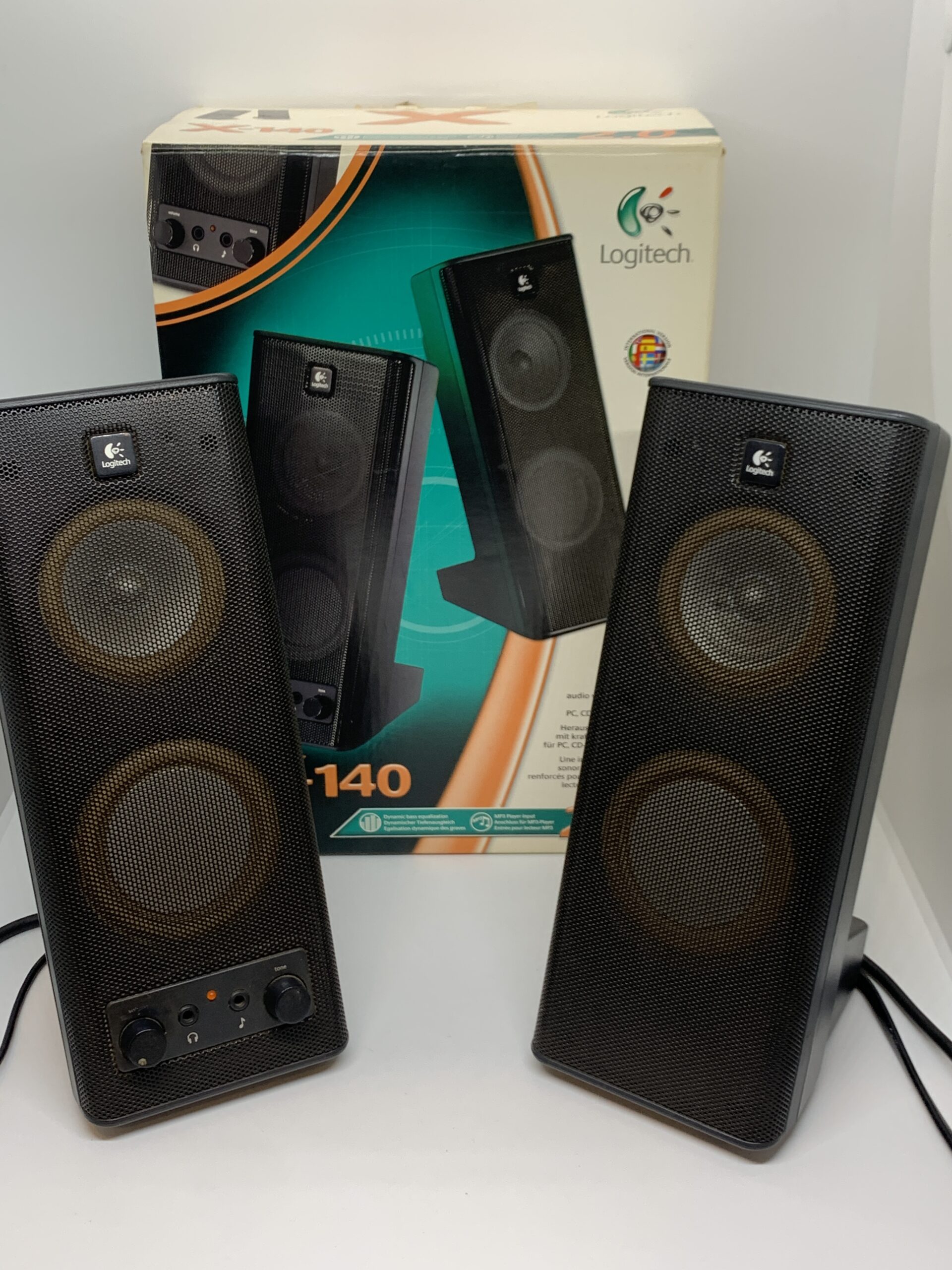 Logitech X-140 Speakers in Box - Vintage Keepsakes