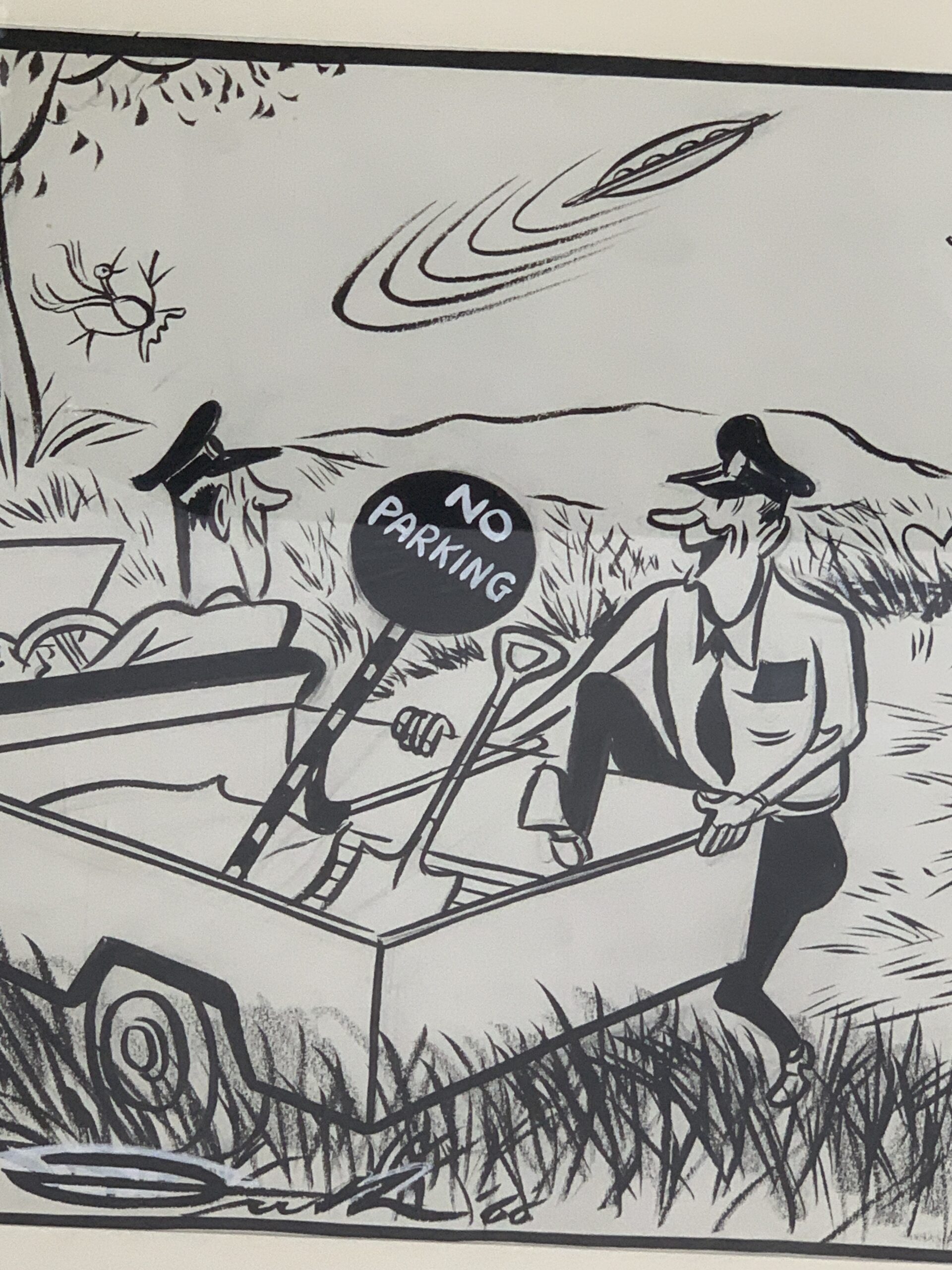 Vintage Cartoon Ink on Paper by John Frith - 1966 - No Standing ...