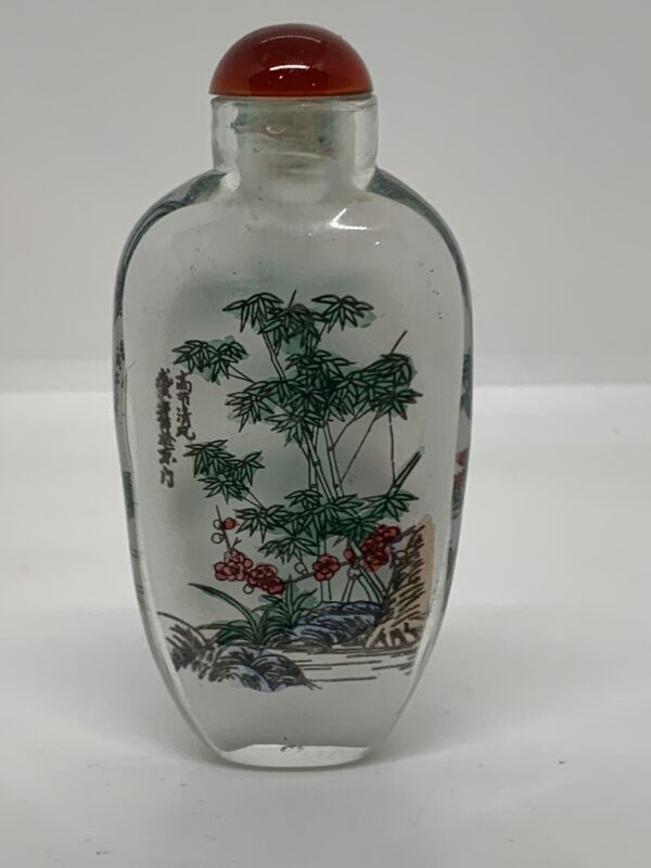 Chinese Hand Painted Snuff Bottle with Lid 9cm - Vintage Keepsakes