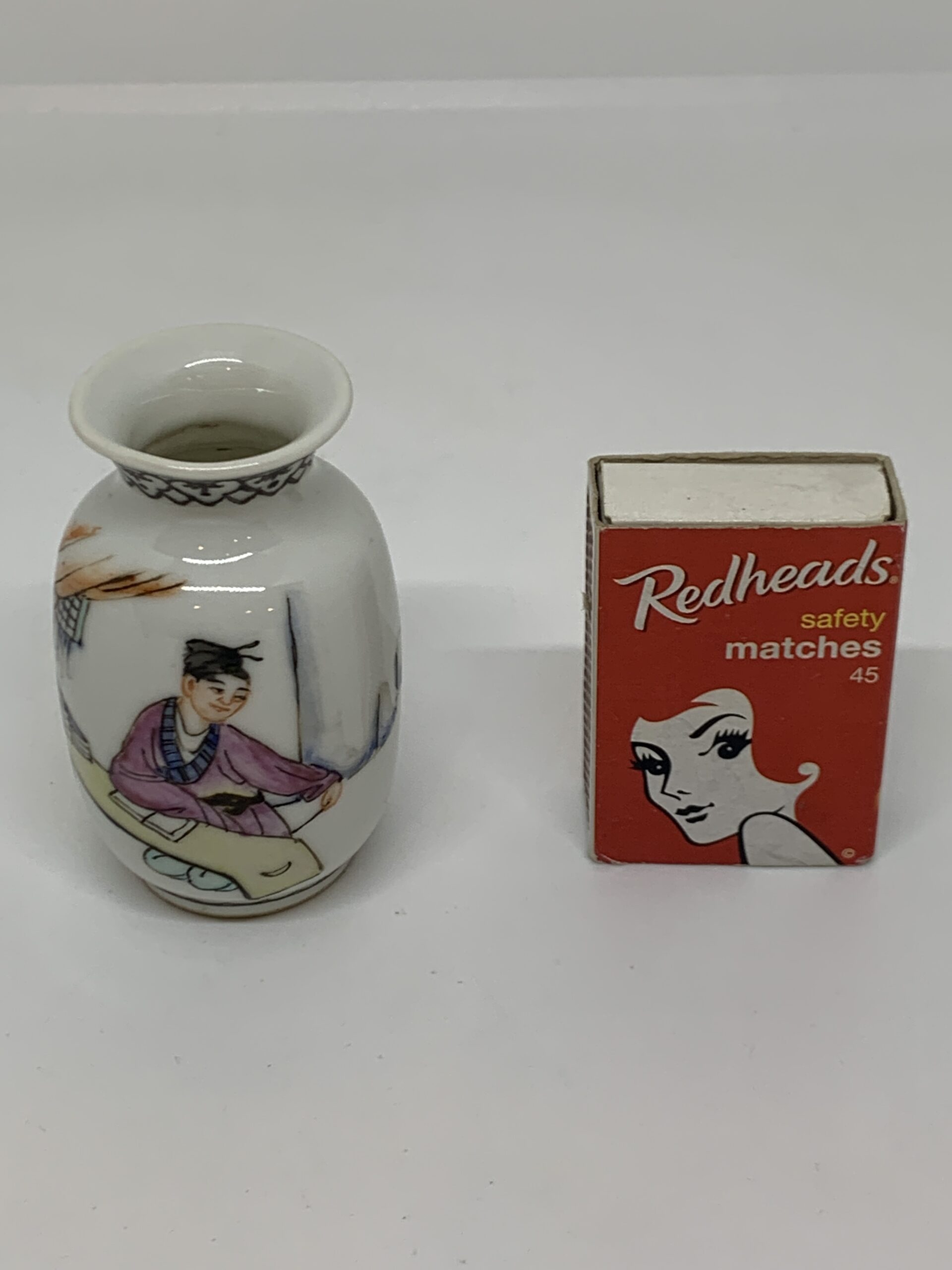 Chinese Hand Painted Miniature vase 7cm - Vintage Keepsakes