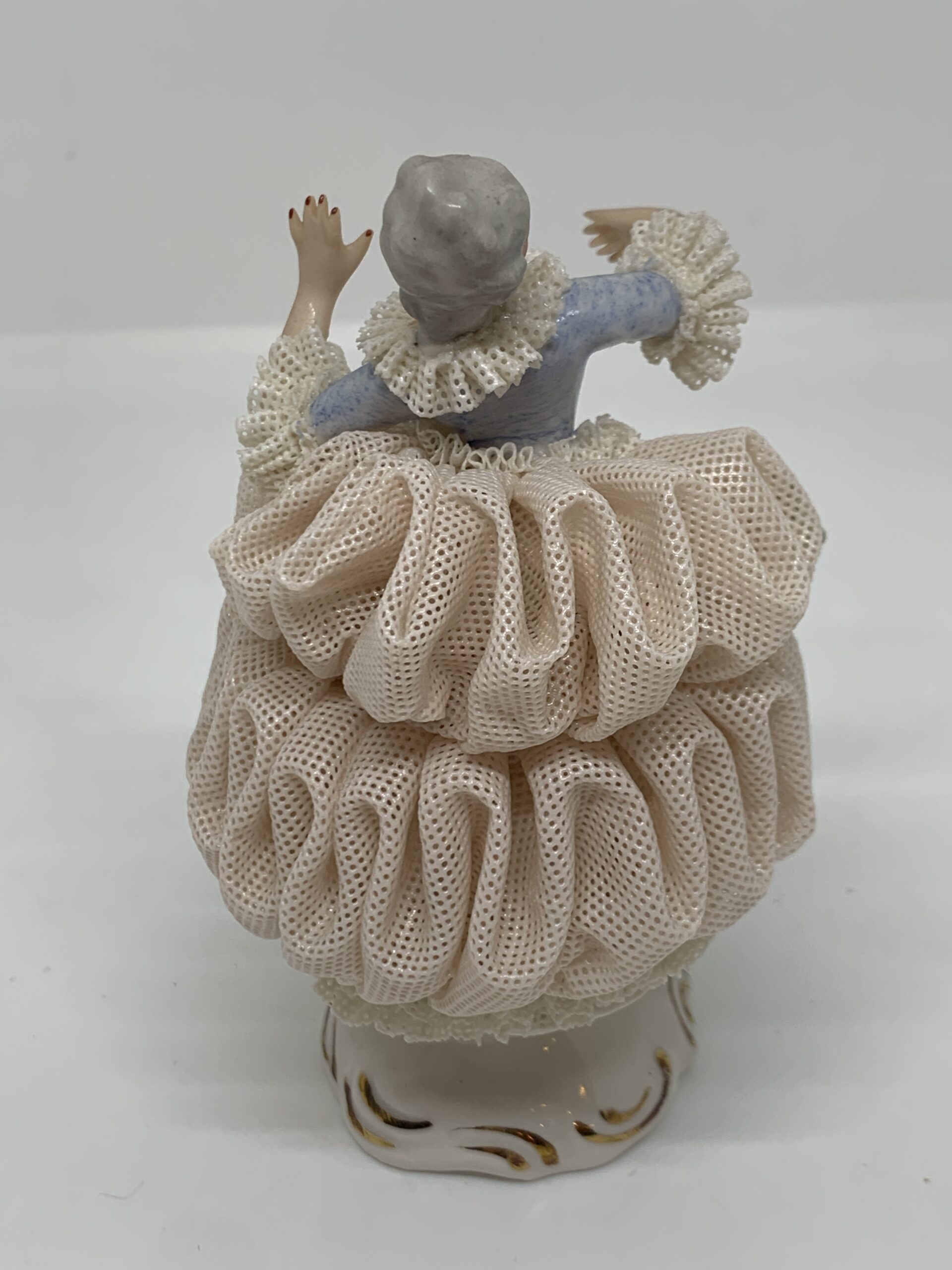 Beautiful Dresden Figure with Lace Dress 12cm - Vintage Keepsakes