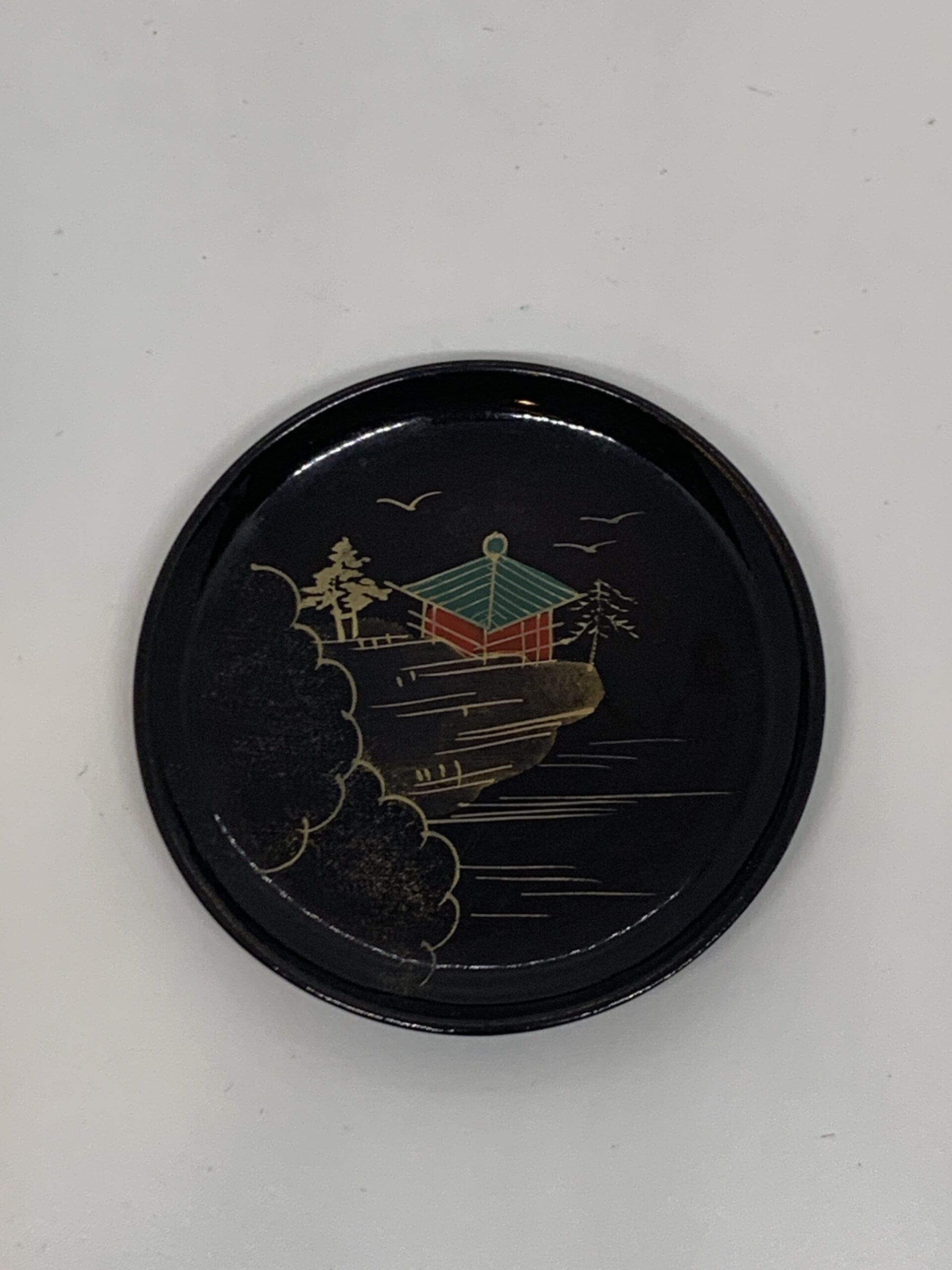 3 x Vintage Japanese Lacquare ware Coasters 8cm - Vintage Keepsakes