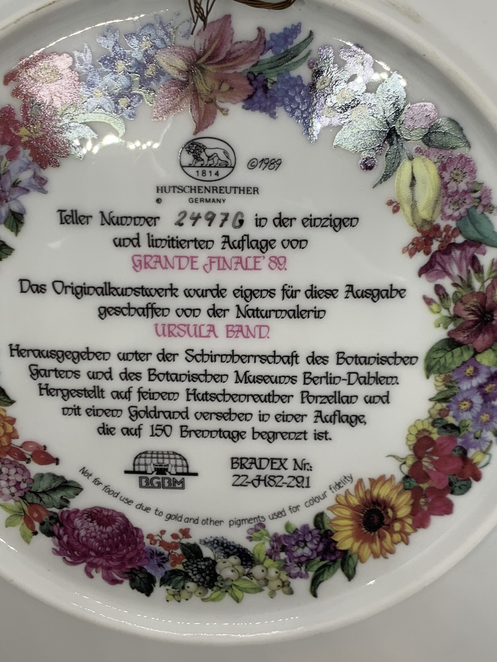 Hutschenreuther Ursula Band Collector Plate (Grand Finale 89) 26cm ...
