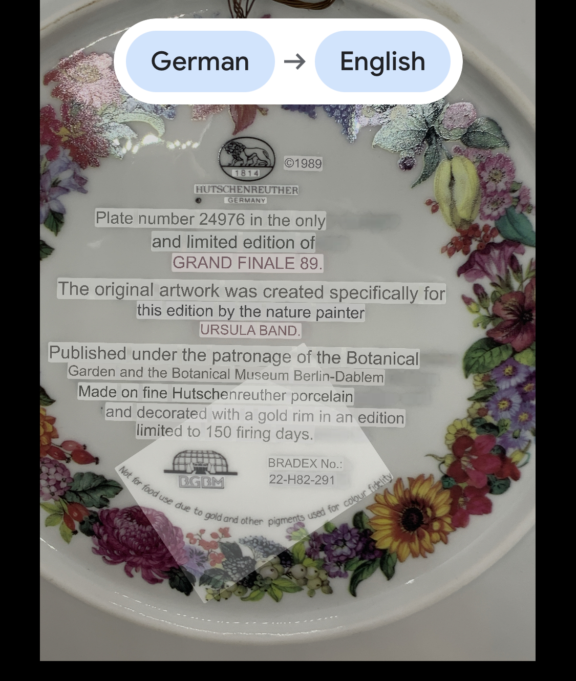 Hutschenreuther Ursula Band Collector Plate (Grand Finale 89) 26cm ...