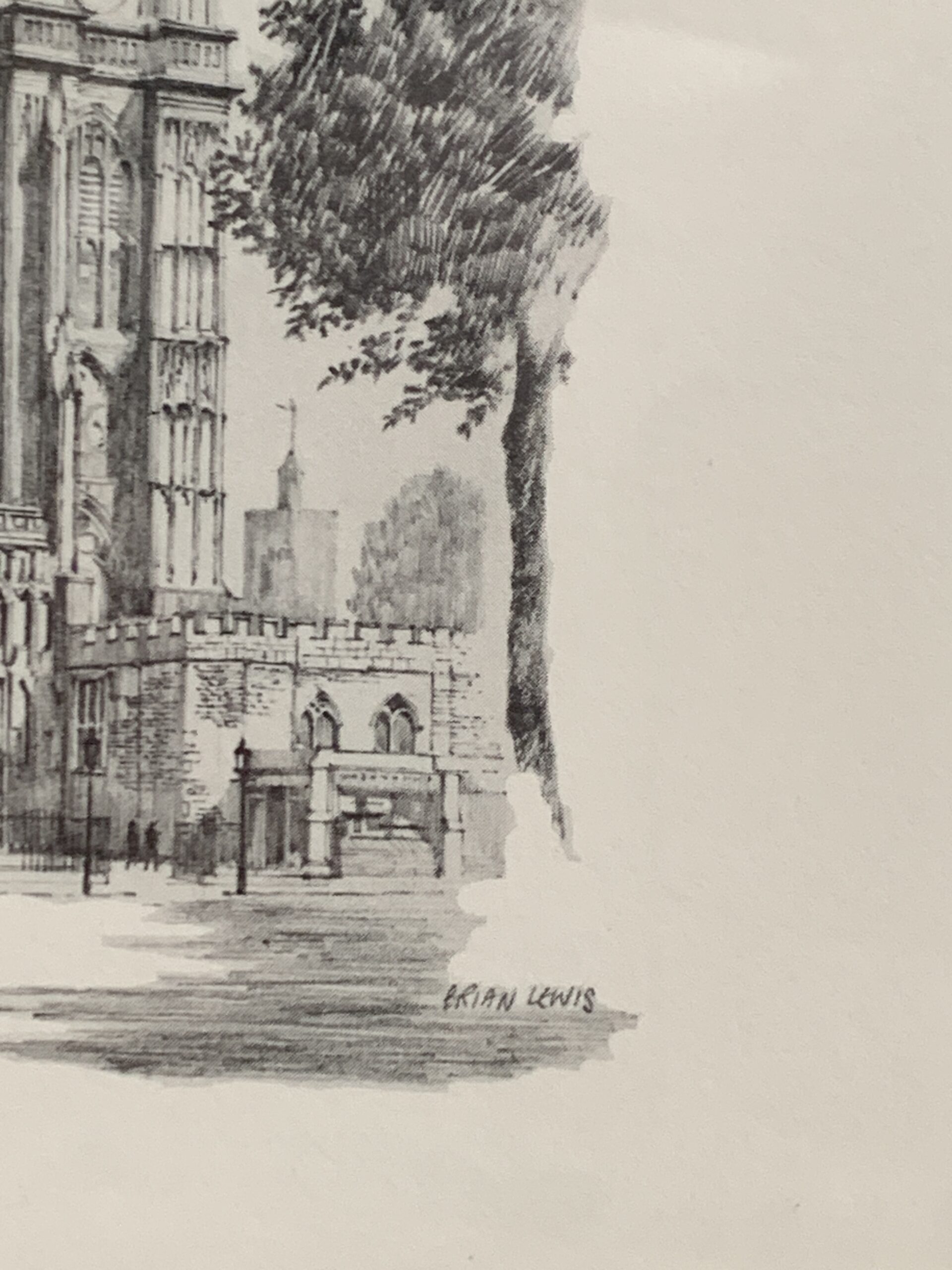 Westminster Abbey London - by Brian Lewis - Print 27x32cm - Vintage ...
