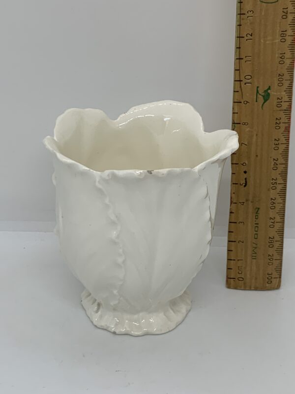 Vintage White Cabbage Leaf Vase approx 11cm high - stamped to base ...