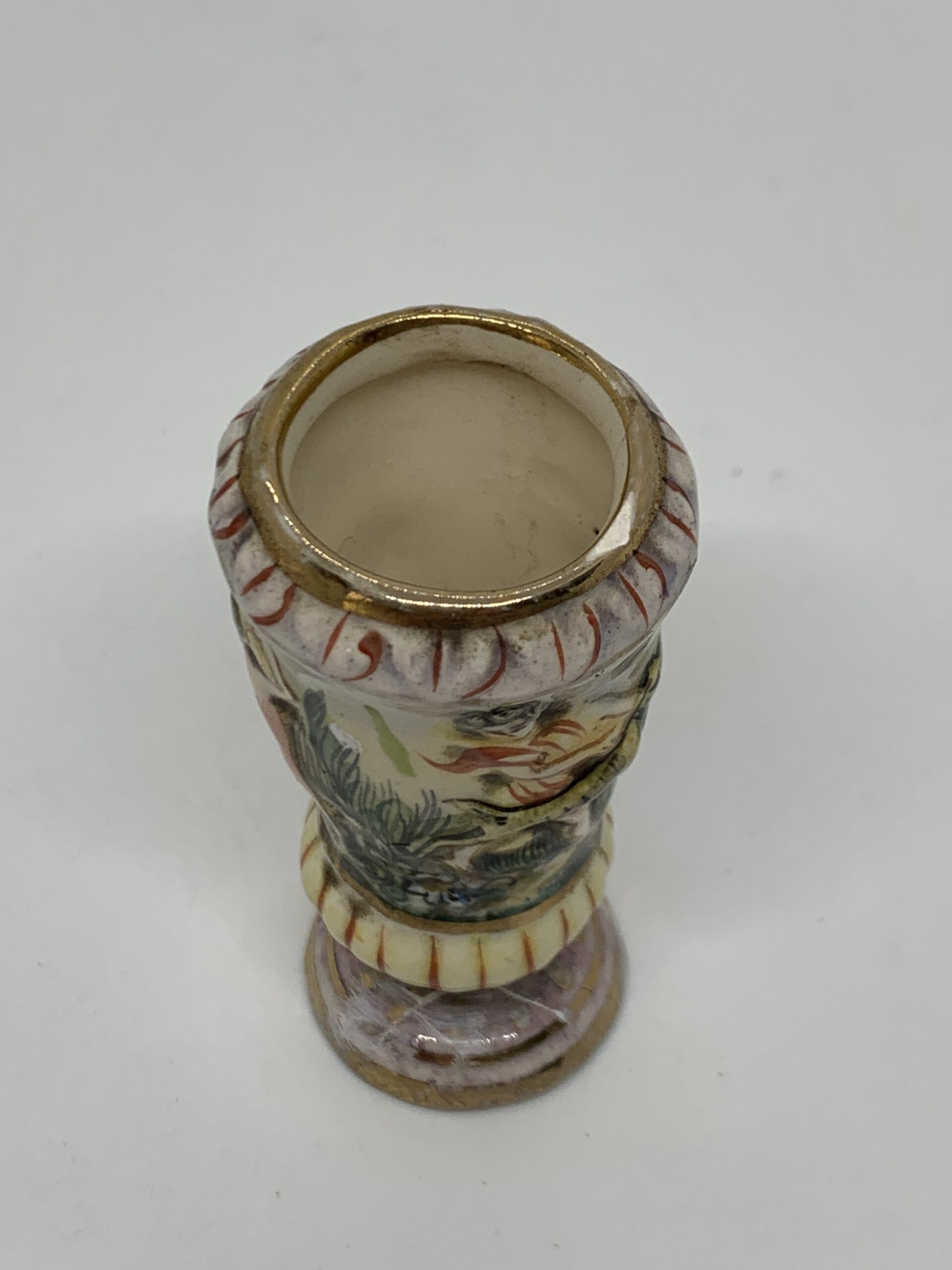 Vintage Capidimonte Small Vase 8cm (marked 2545 Italy) - repaired base ...