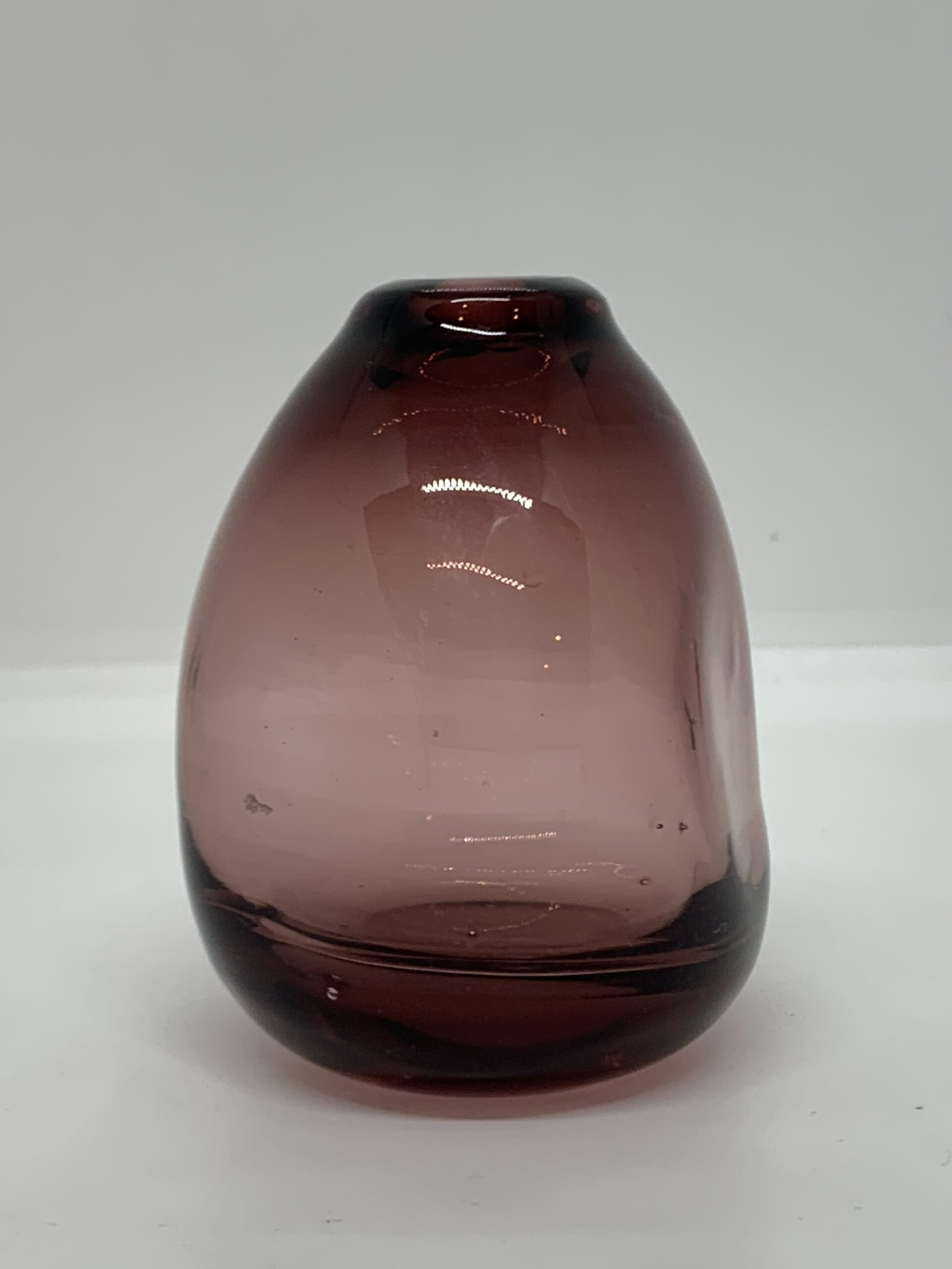 Small Purple Tri Sided Glass Posy Vase 7cm - Vintage Keepsakes