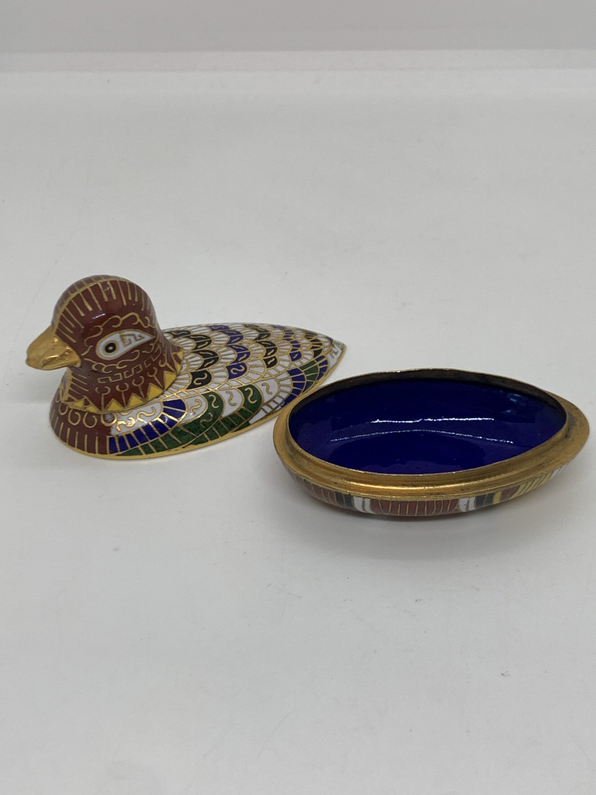 Pair Cloisonne Duck Trinket Boxes - Vintage Keepsakes