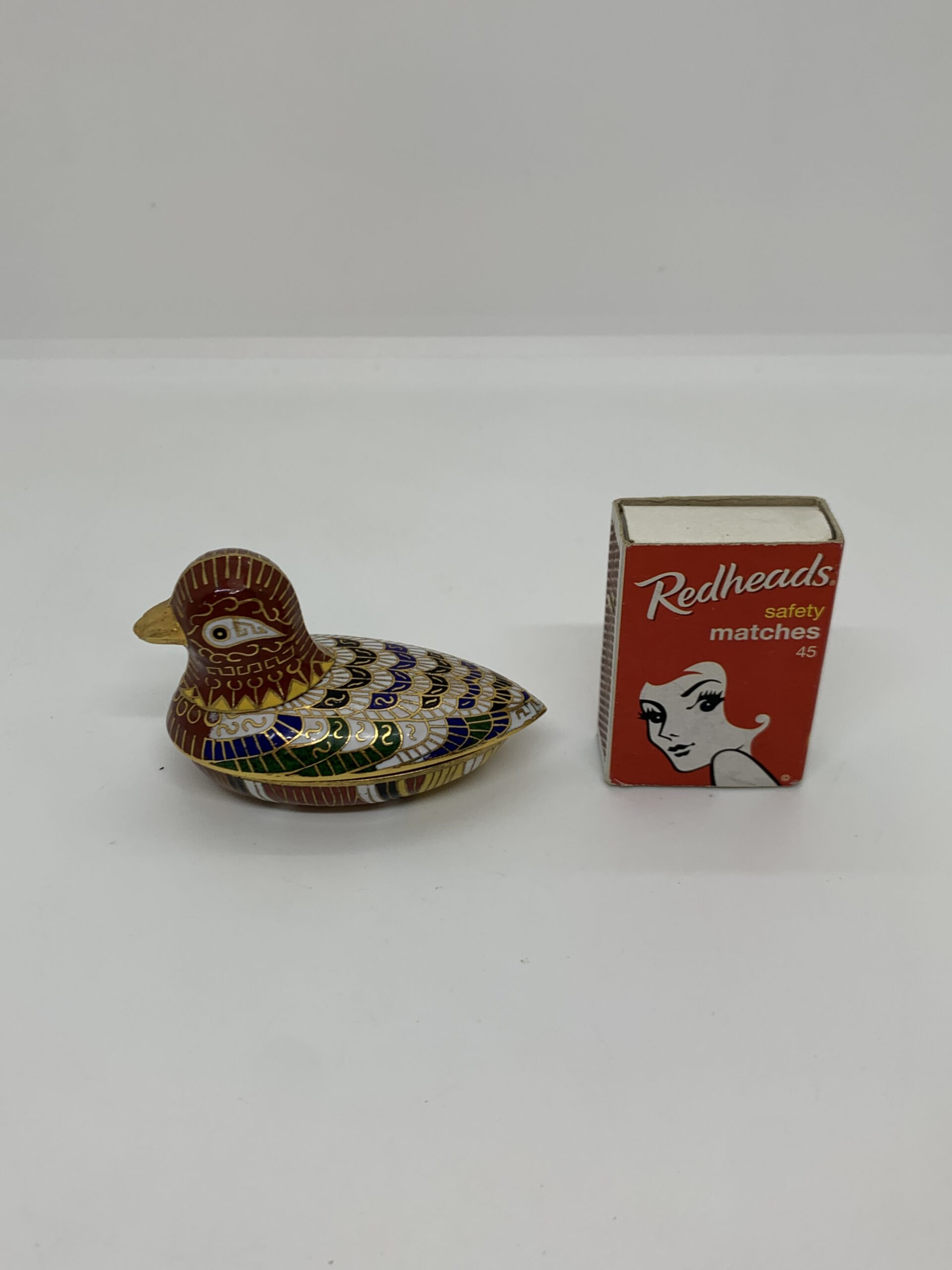 Pair Cloisonne Duck Trinket Boxes - Vintage Keepsakes