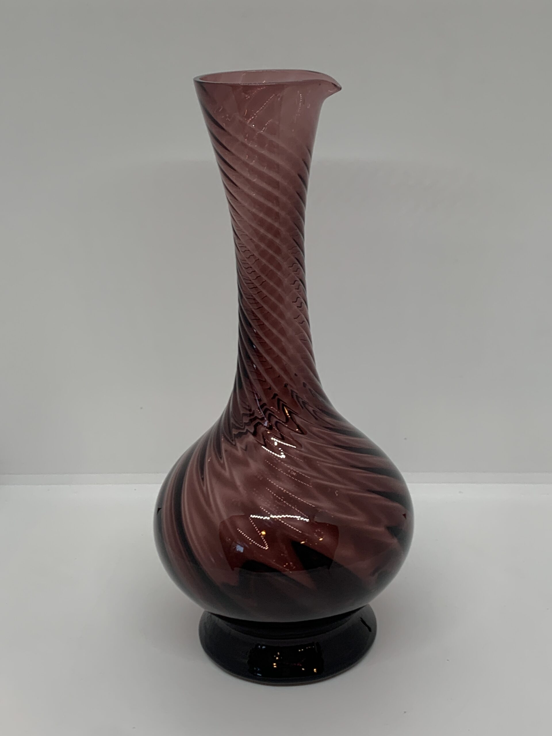 Purple/Amethyst Glass Swirl Bulb Tall Jug 25cm - Vintage Keepsakes