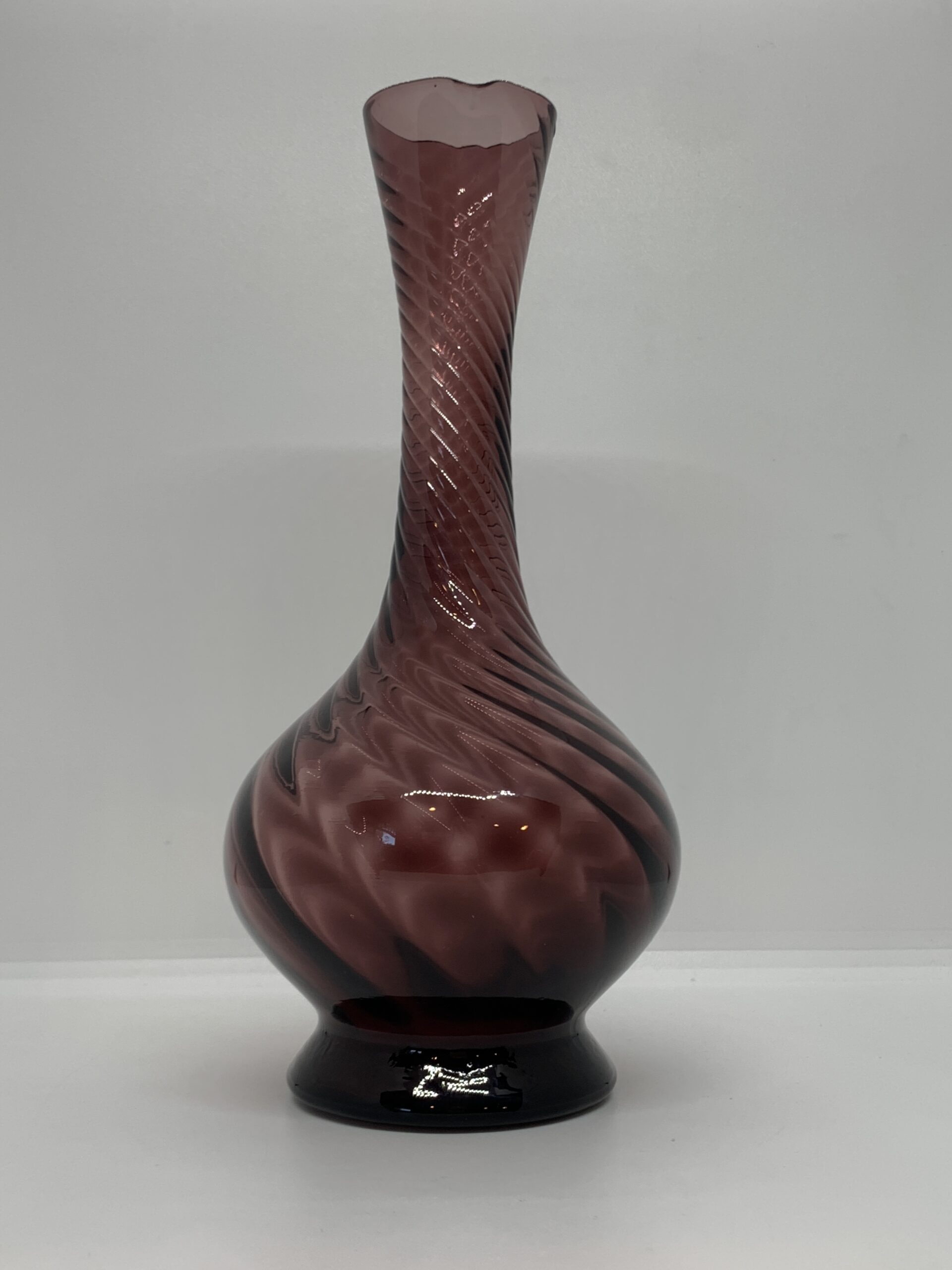 Purple/Amethyst Glass Swirl Bulb Tall Jug 25cm - Vintage Keepsakes