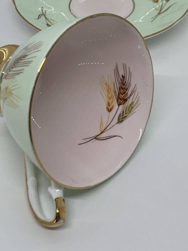 Elizabethan Fine Bone China Green Wheat pattern Trio - Vintage Keepsakes