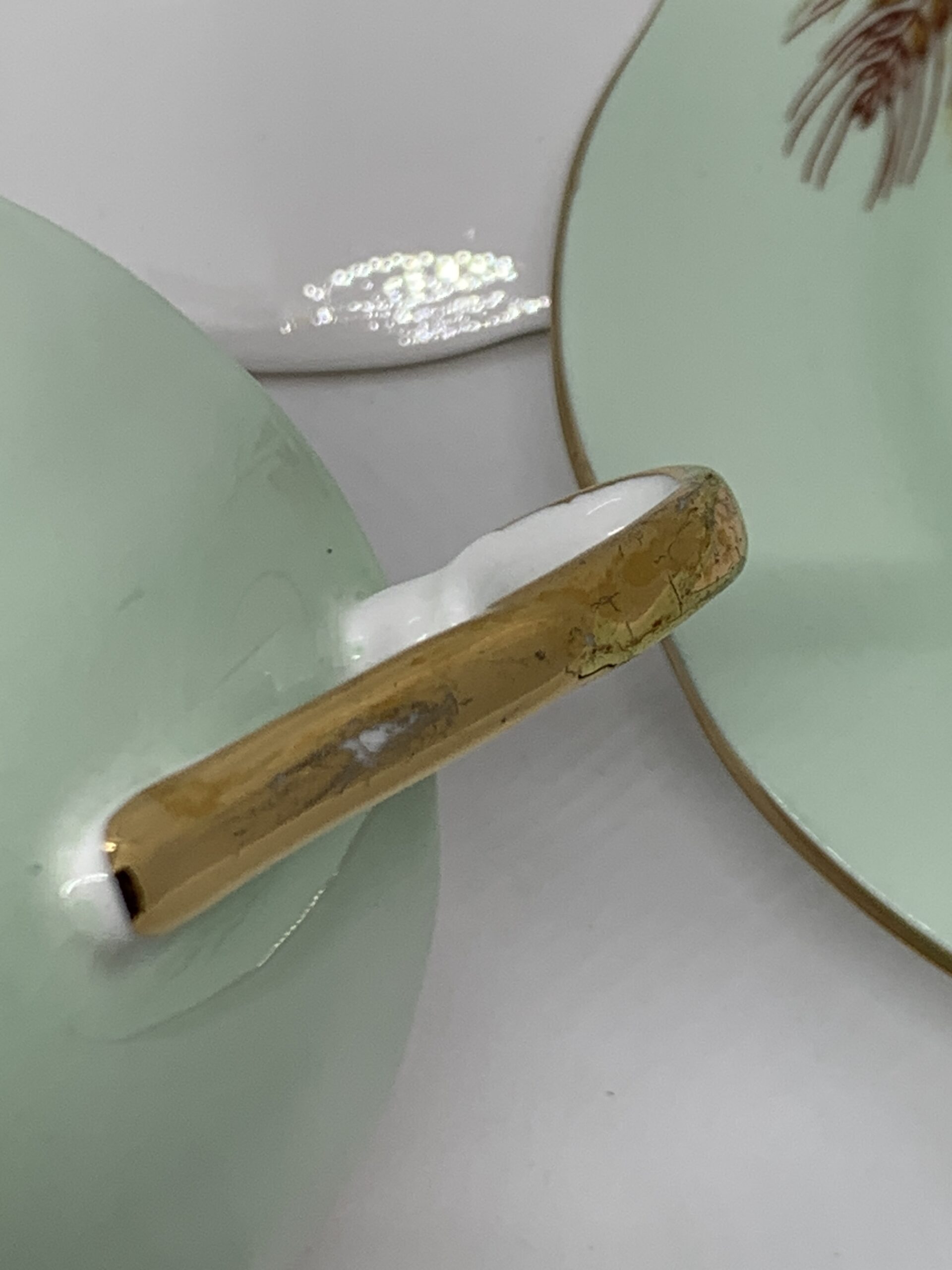 Elizabethan Fine Bone China Green Wheat pattern Trio - Vintage Keepsakes