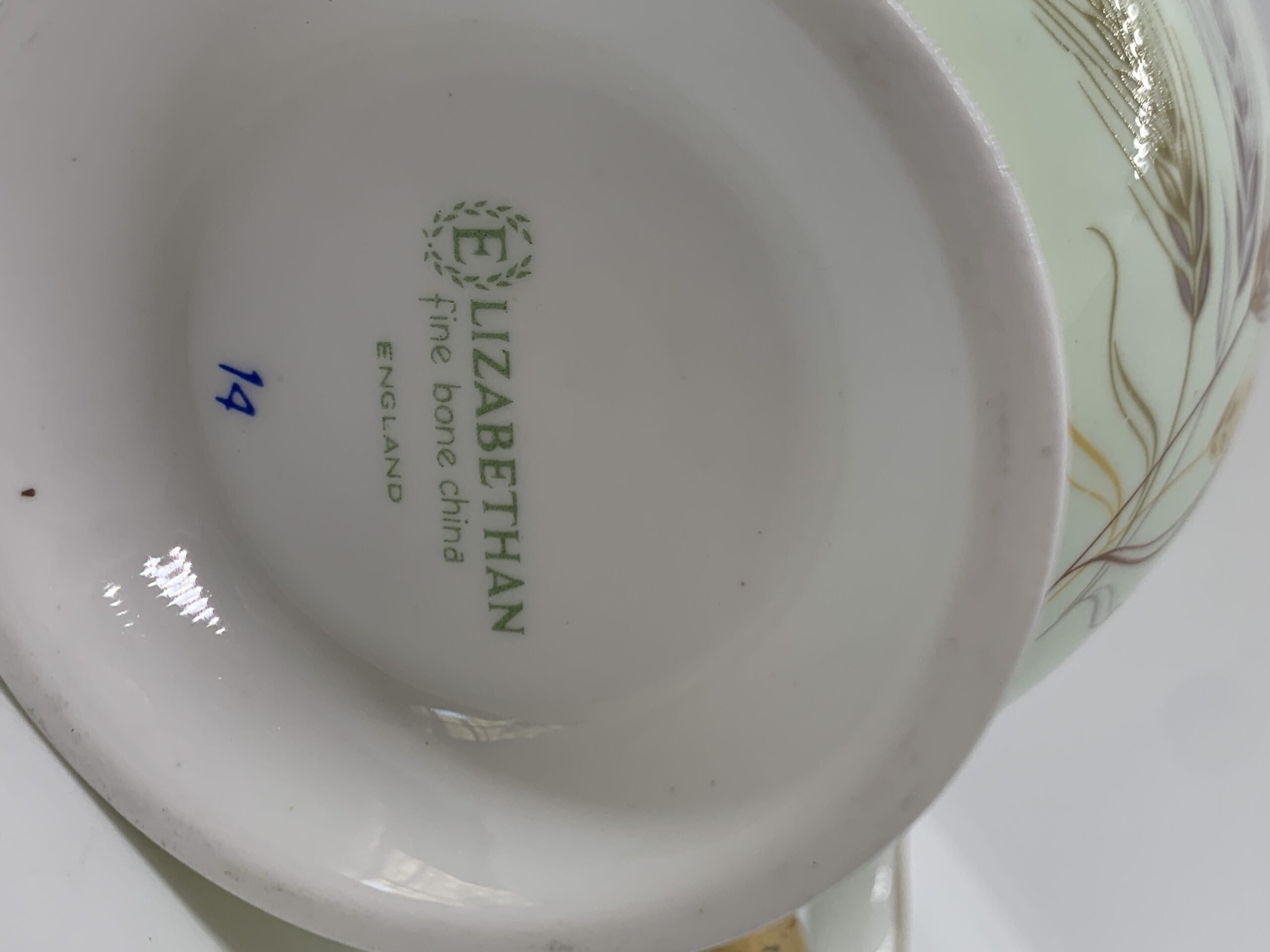 Elizabethan Fine Bone China Green Wheat pattern Creamer - Vintage Keepsakes