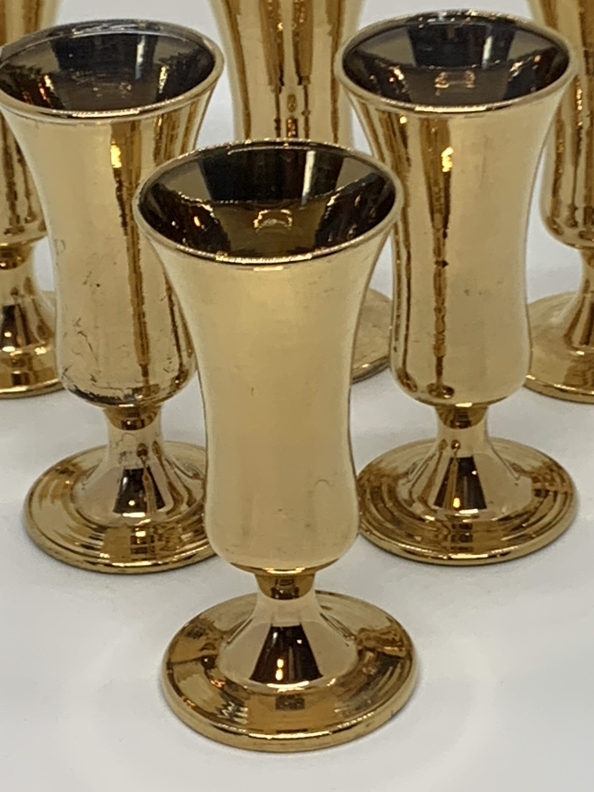Set of Six Gilt Shot Glasses - Vintage Keepsakes