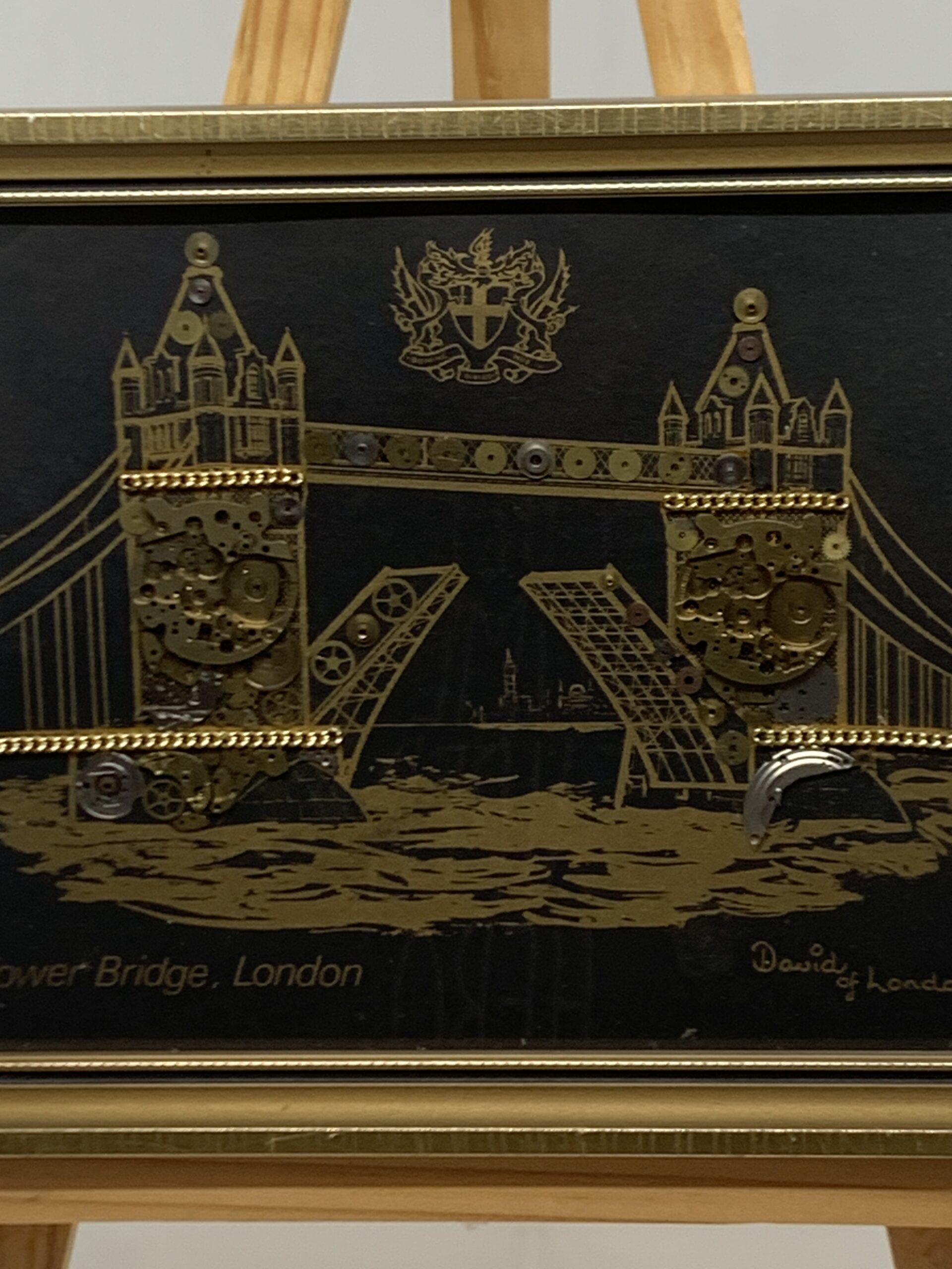 David of London Tower Bridge Clock Collage Art 17x22cm - Vintage Keepsakes