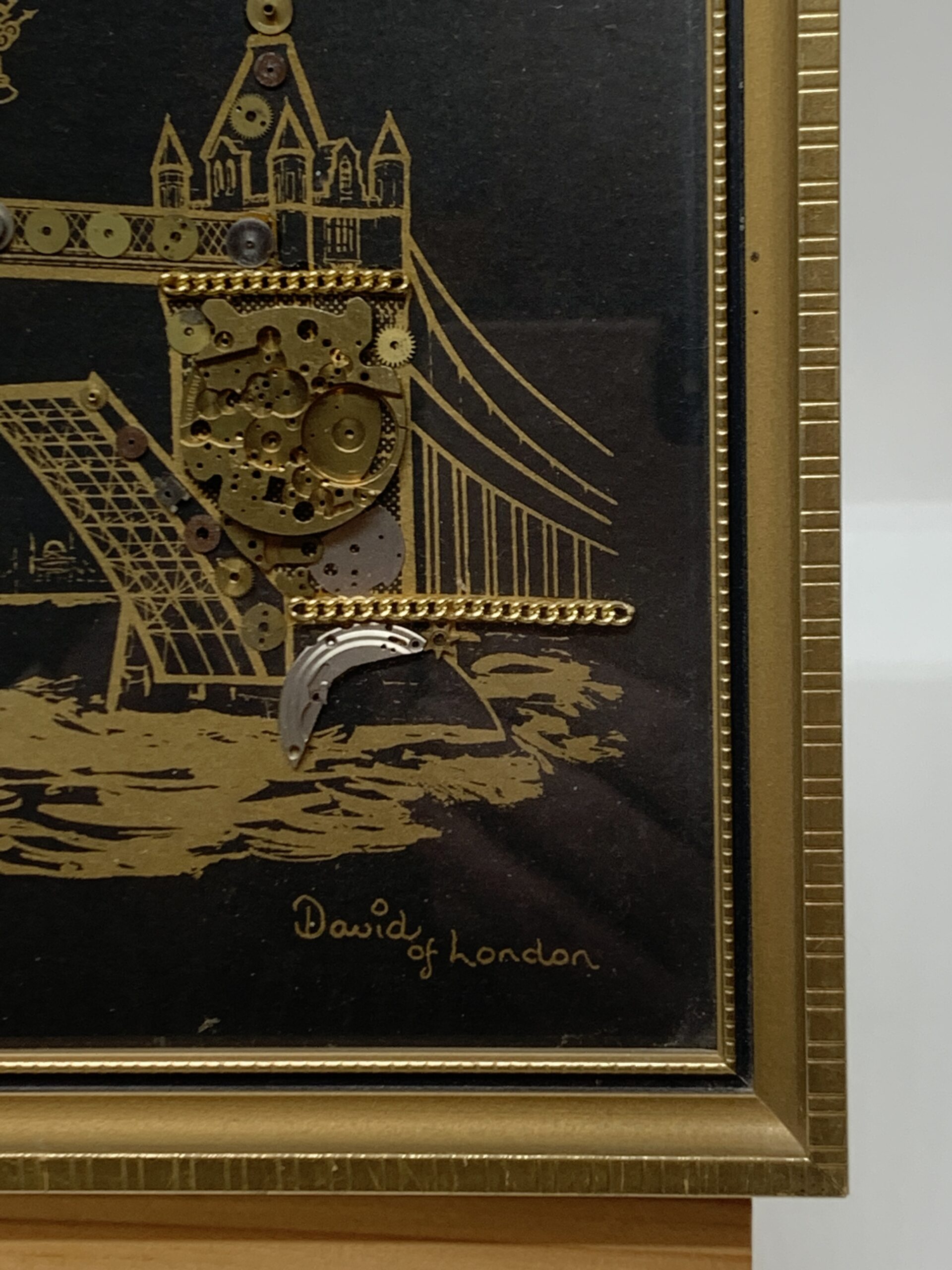 David of London Tower Bridge Clock Collage Art 17x22cm - Vintage Keepsakes